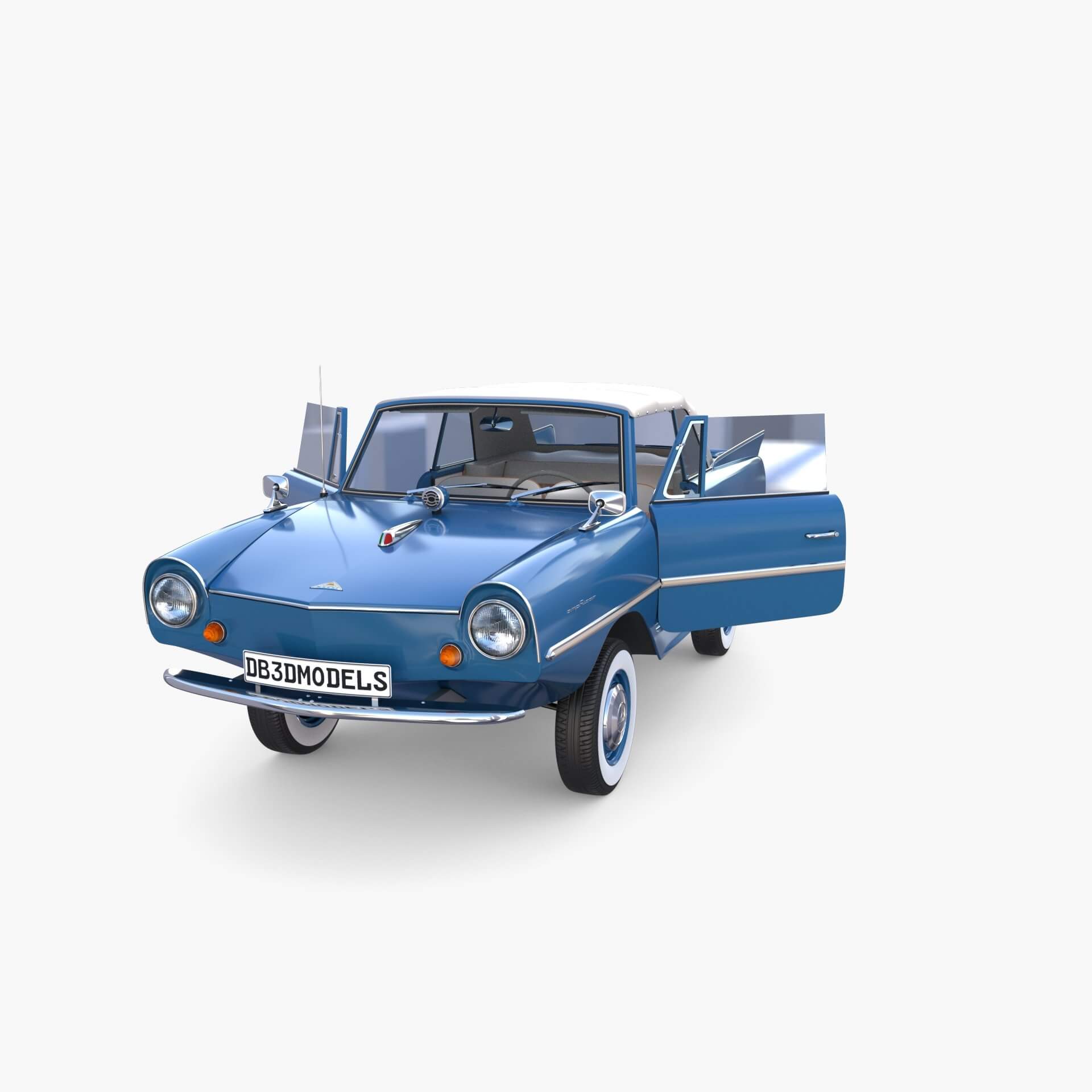 Amphicar 770 Blue W Interior Top Up - 3D Model by dragosburian