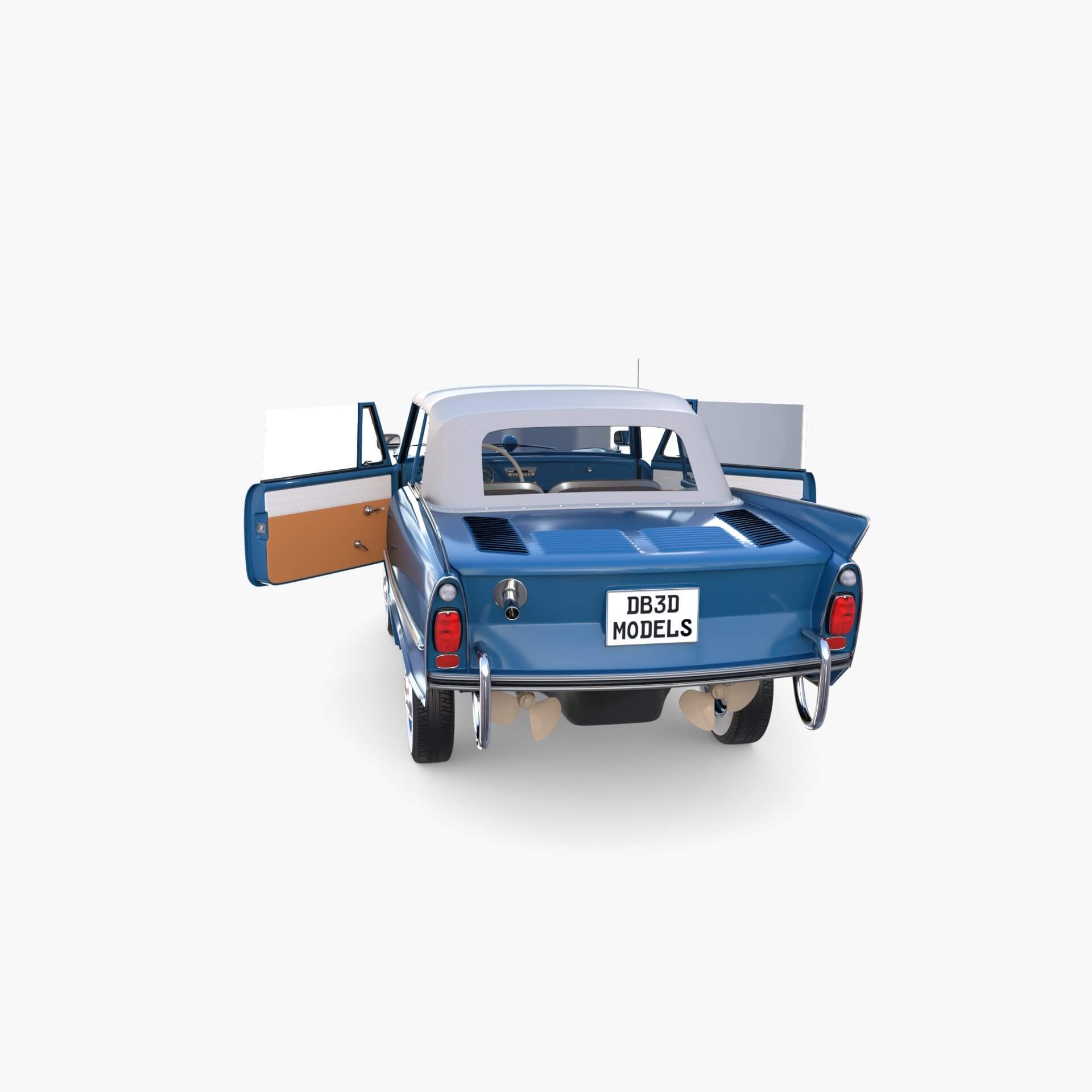 Amphicar 770 Blue W Interior Top Up - 3D Model by dragosburian