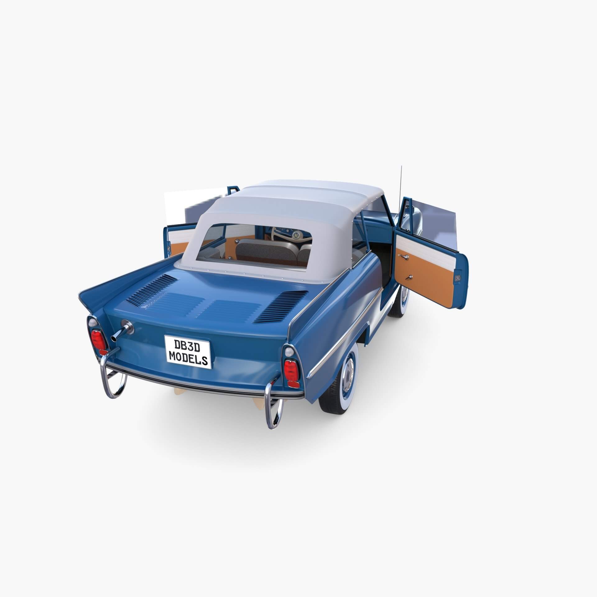 Amphicar 770 Blue W Interior Top Up - 3D Model by dragosburian