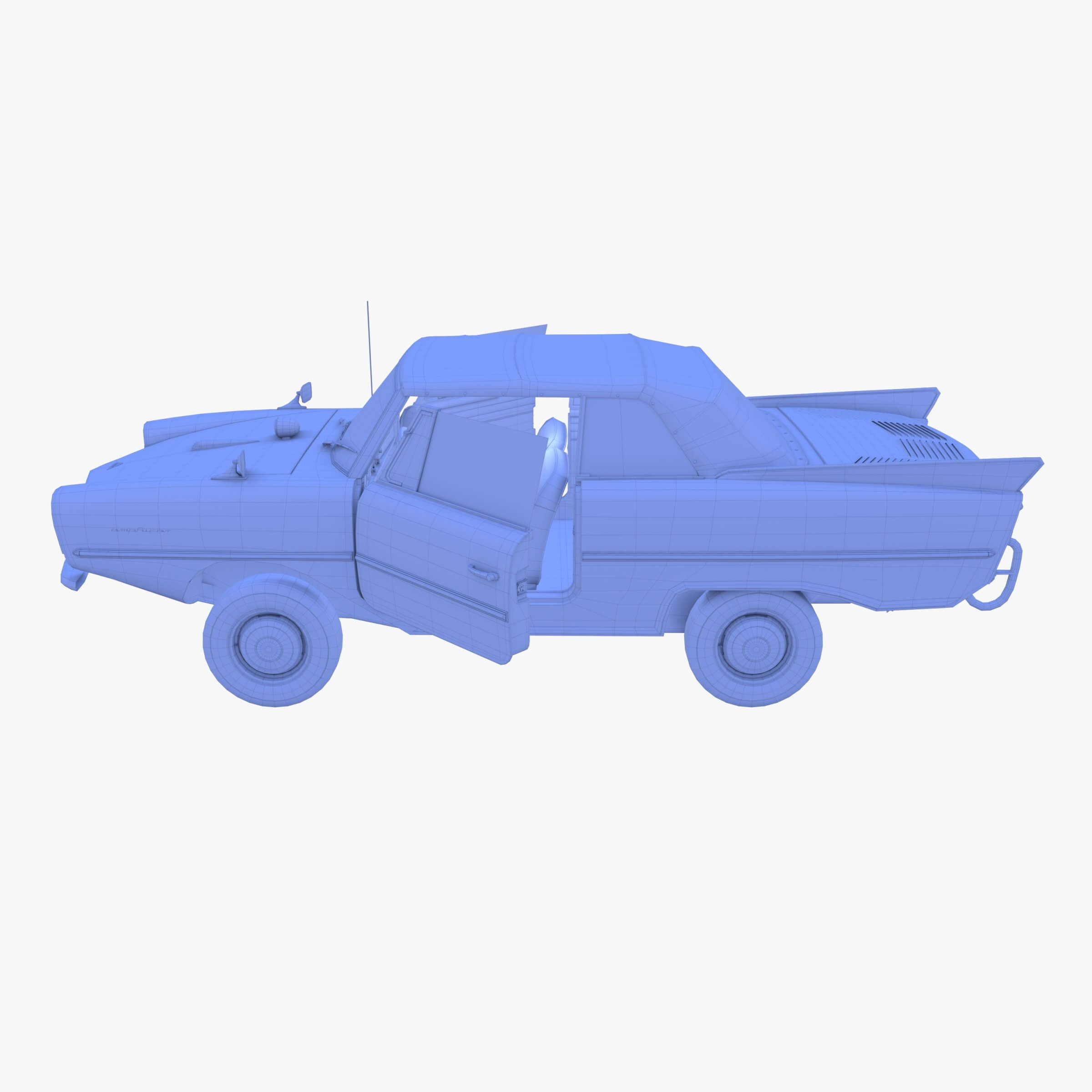 Amphicar 770 Blue W Interior Top Up - 3D Model by dragosburian