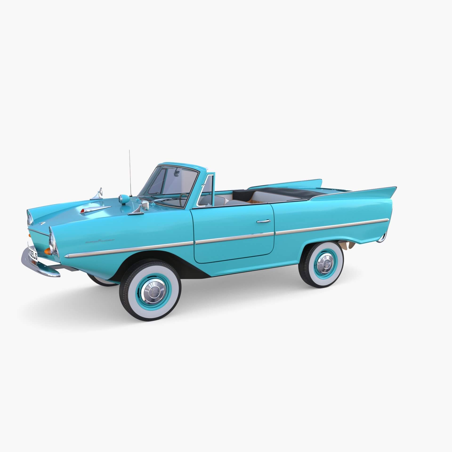 Amphicar 770 Blue with Interior - 3D Model by dragosburian