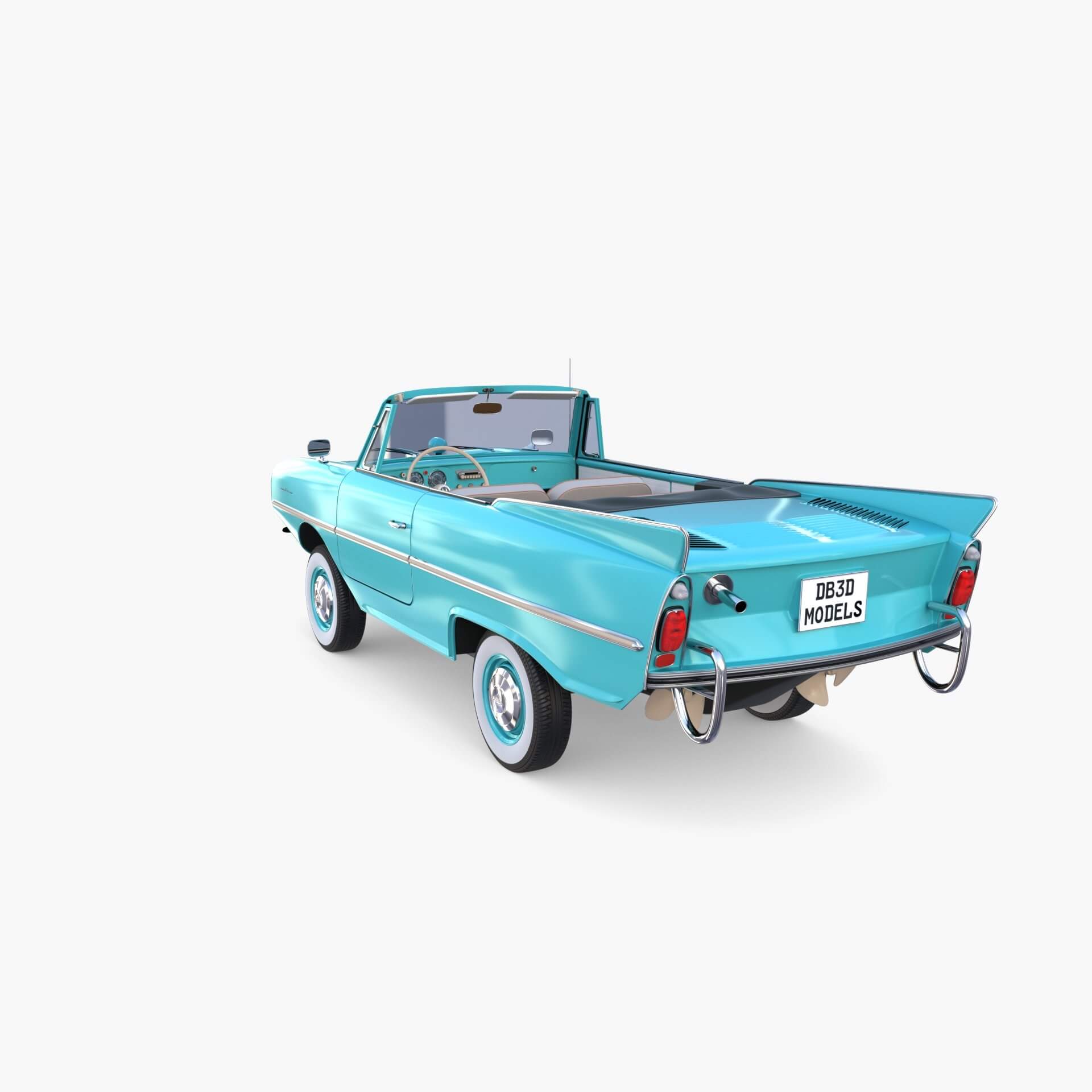 Amphicar 770 Blue with Interior - 3D Model by dragosburian