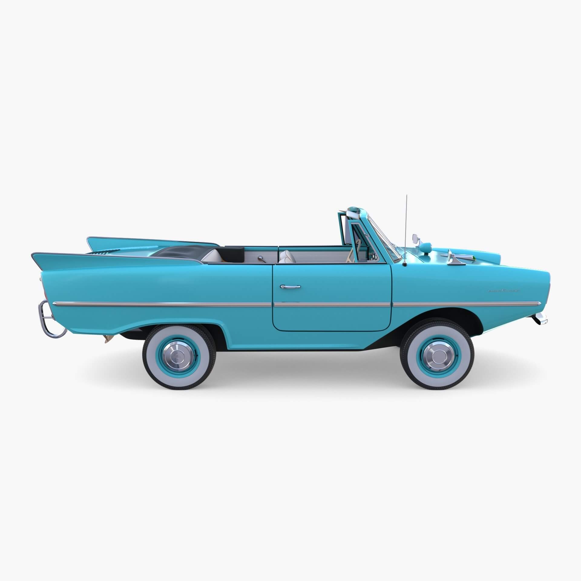 Amphicar 770 Blue with Interior - 3D Model by dragosburian