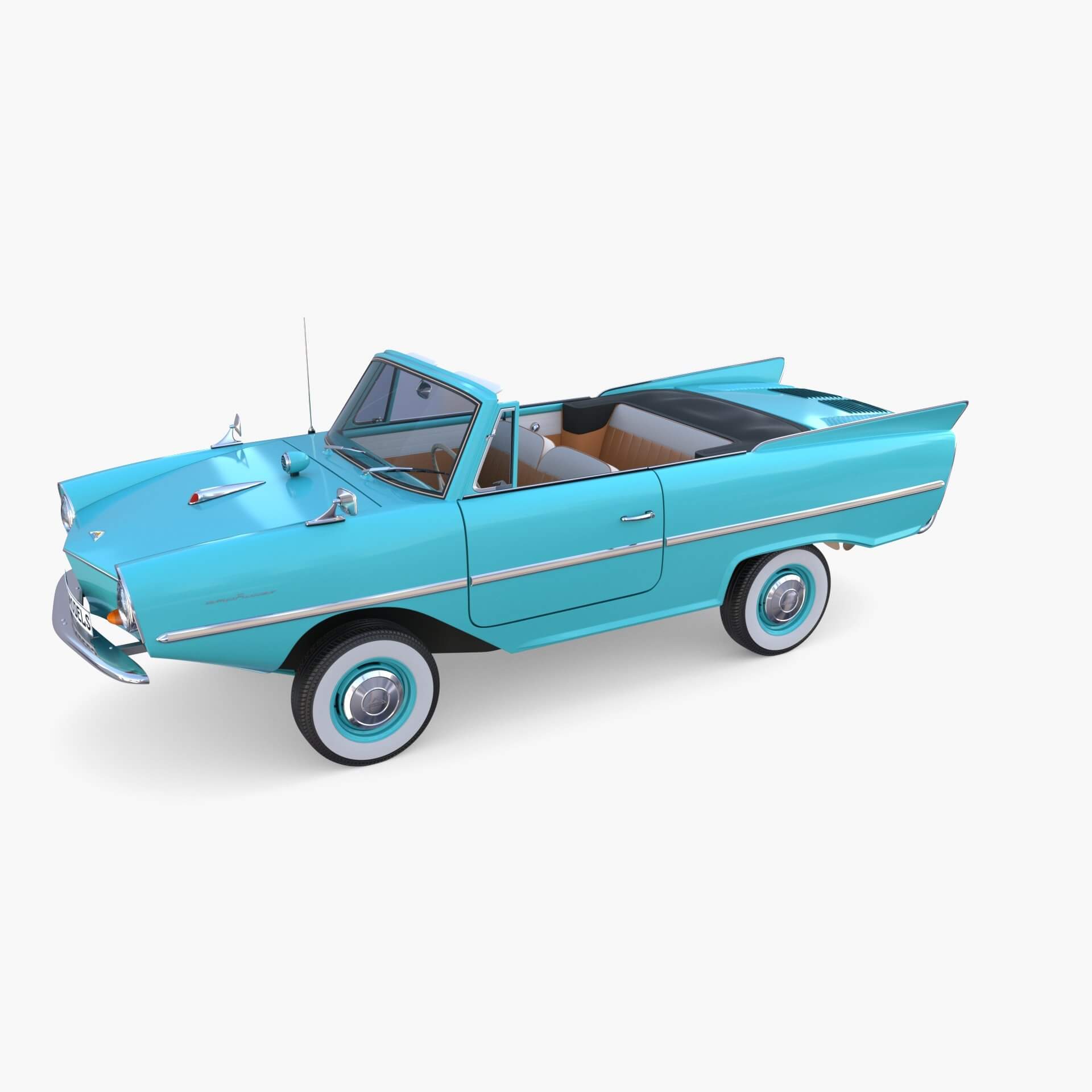 Amphicar 770 Blue with Interior - 3D Model by dragosburian