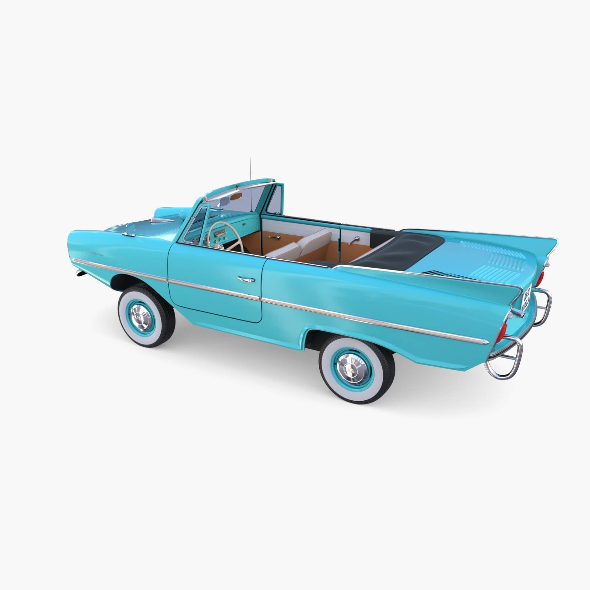 Amphicar 770 Blue with Interior - 3D Model by dragosburian