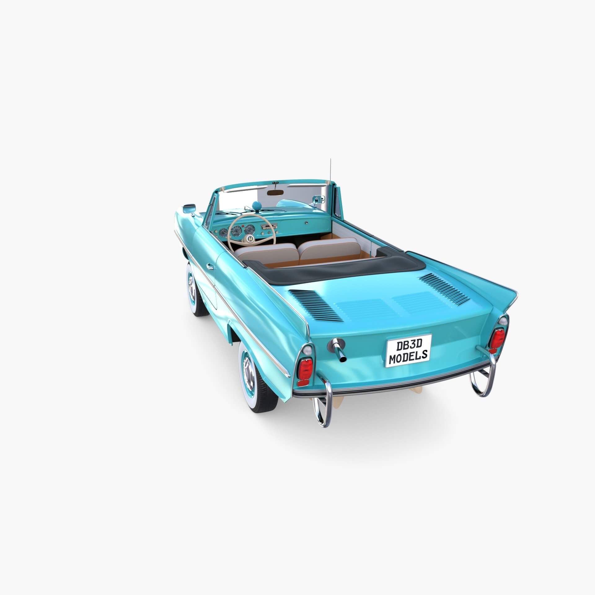 Amphicar 770 Blue with Interior - 3D Model by dragosburian