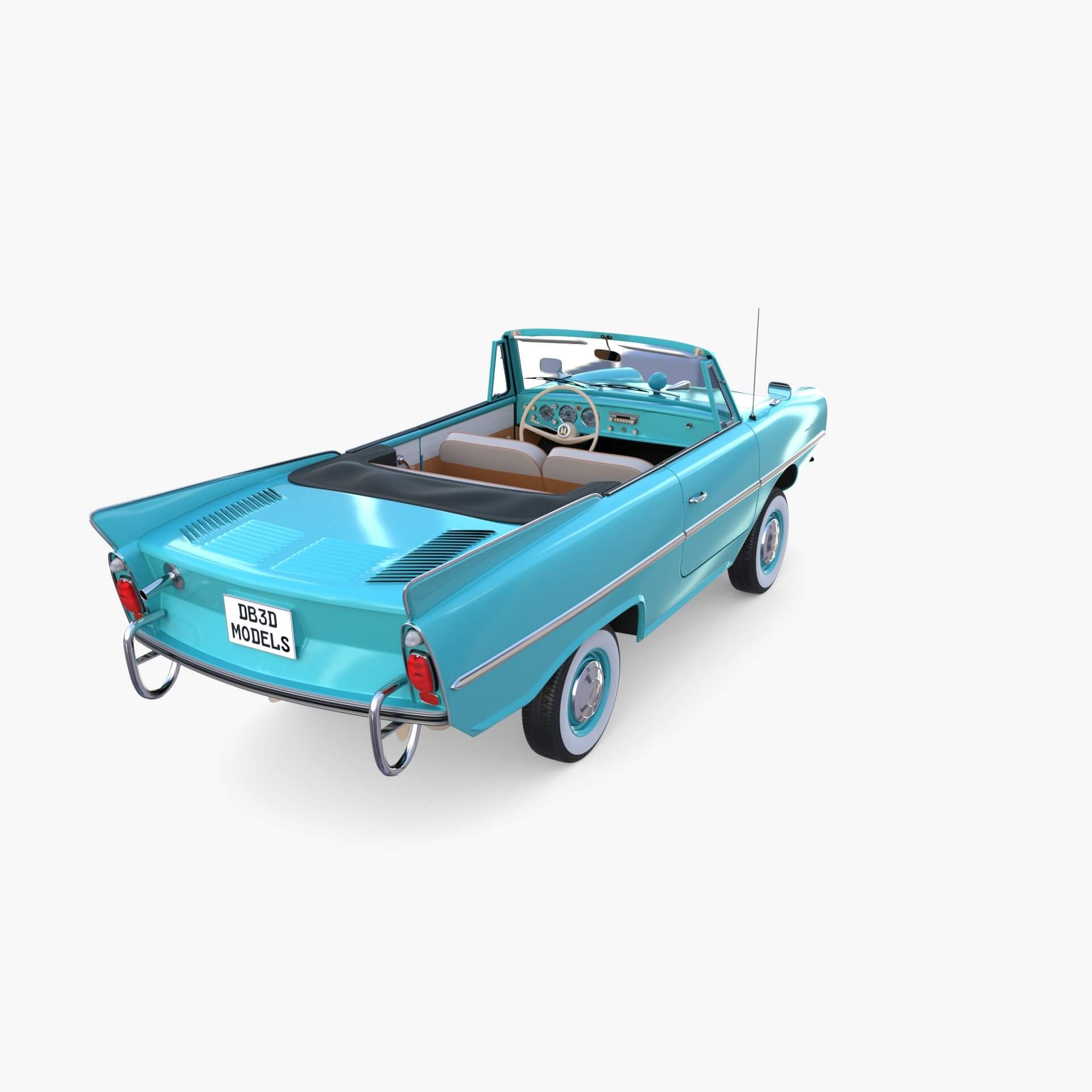 Amphicar 770 Blue with Interior - 3D Model by dragosburian