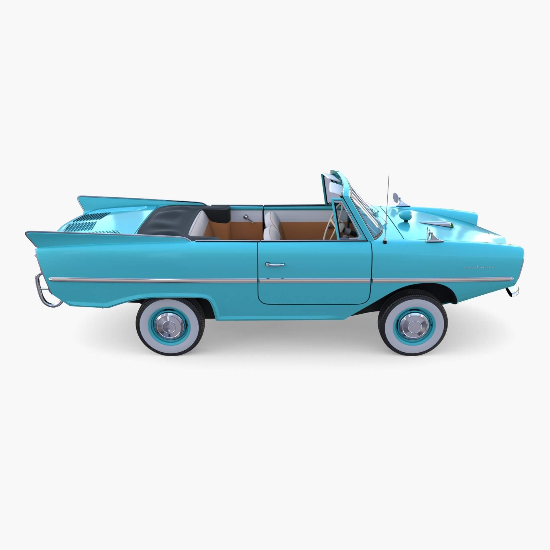 Amphicar 770 Blue with Interior - 3D Model by dragosburian