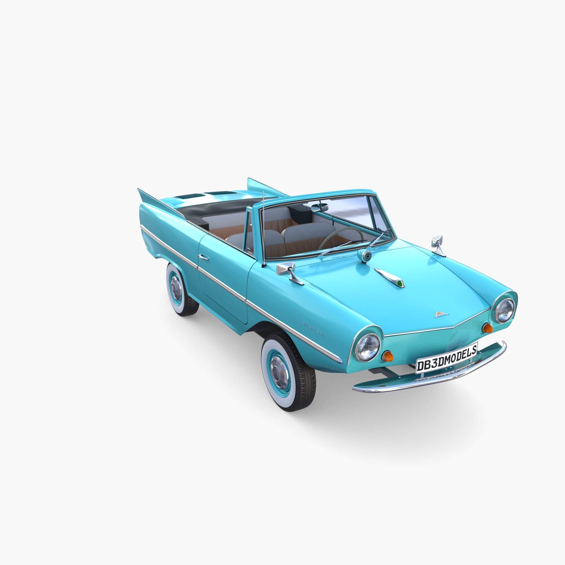 Amphicar 770 Blue with Interior - 3D Model by dragosburian