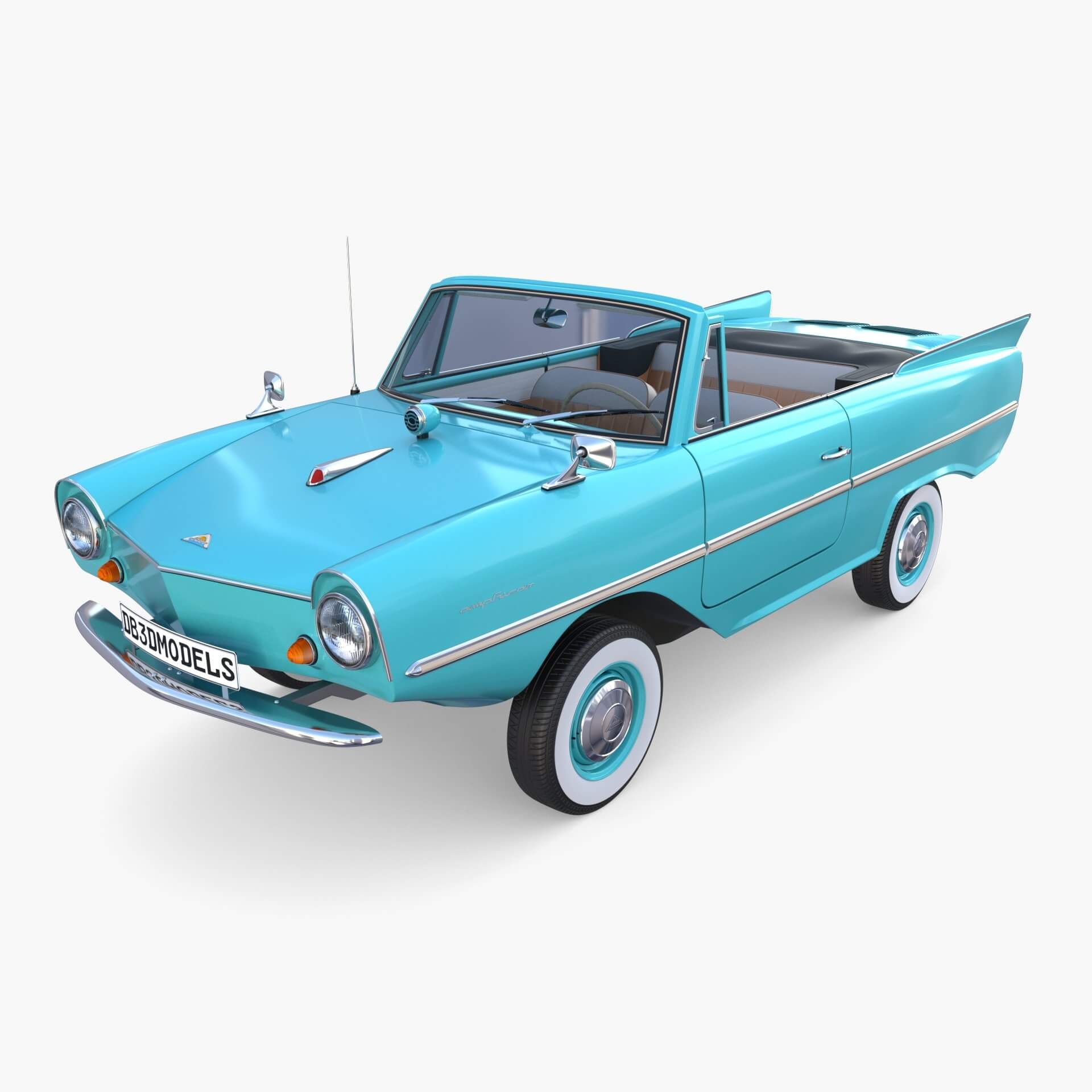Amphicar 770 Blue with Interior - 3D Model by dragosburian