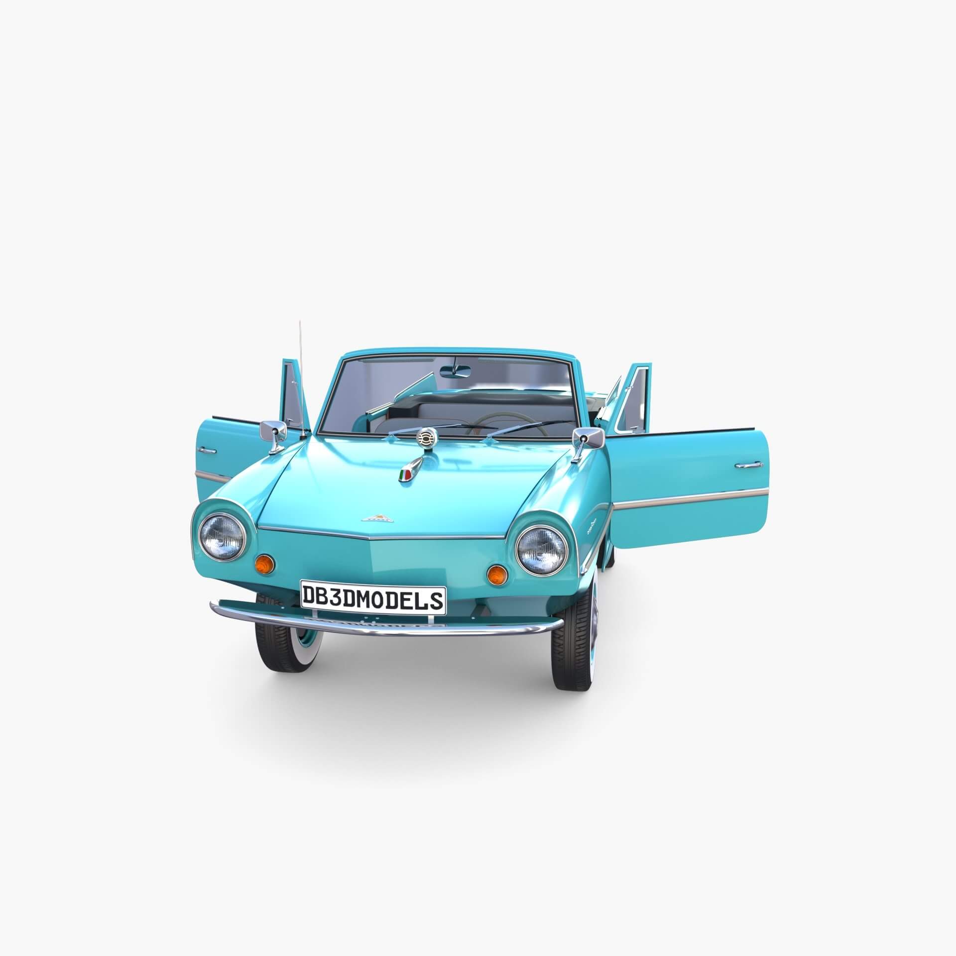 Amphicar 770 Blue with Interior - 3D Model by dragosburian