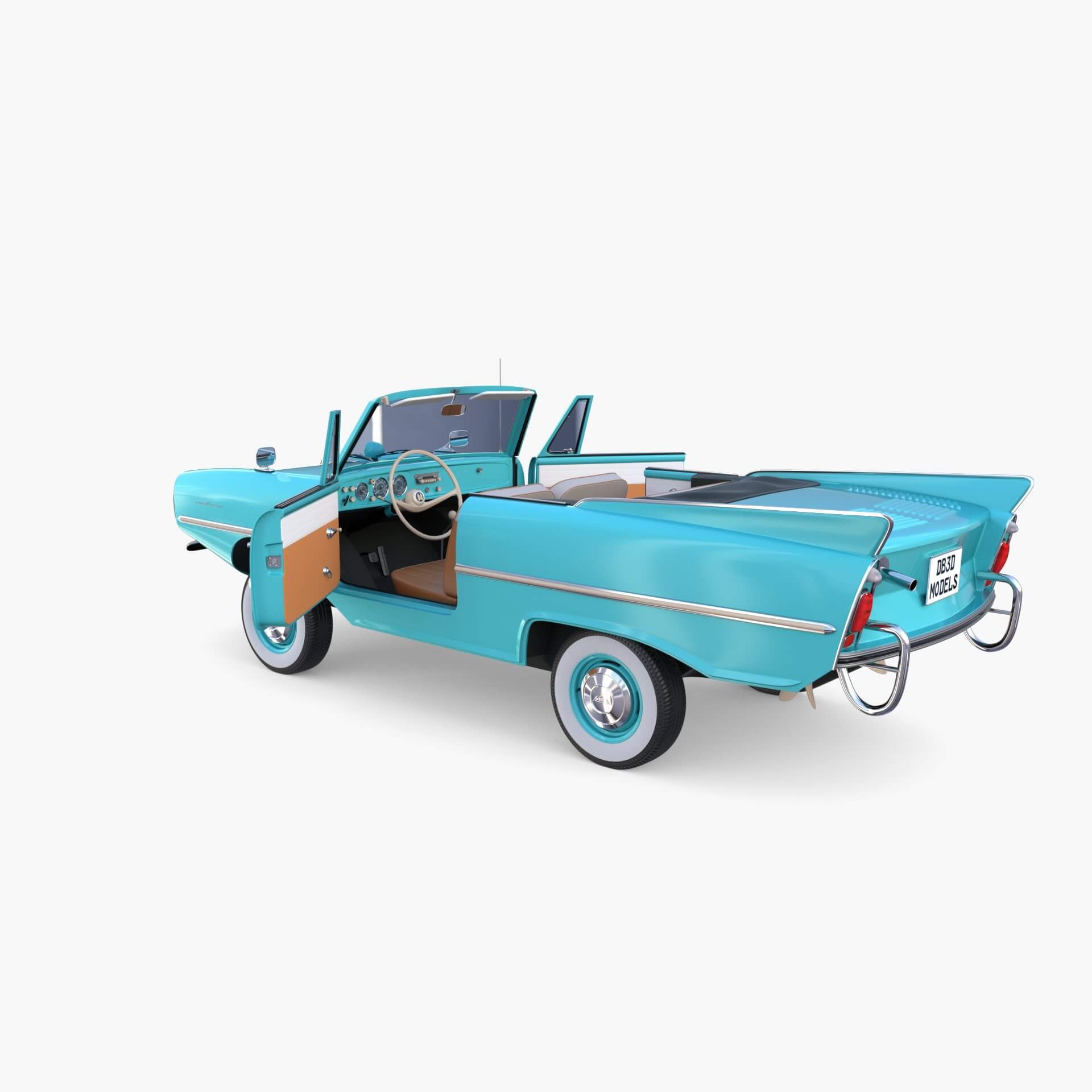 Amphicar 770 Blue with Interior - 3D Model by dragosburian