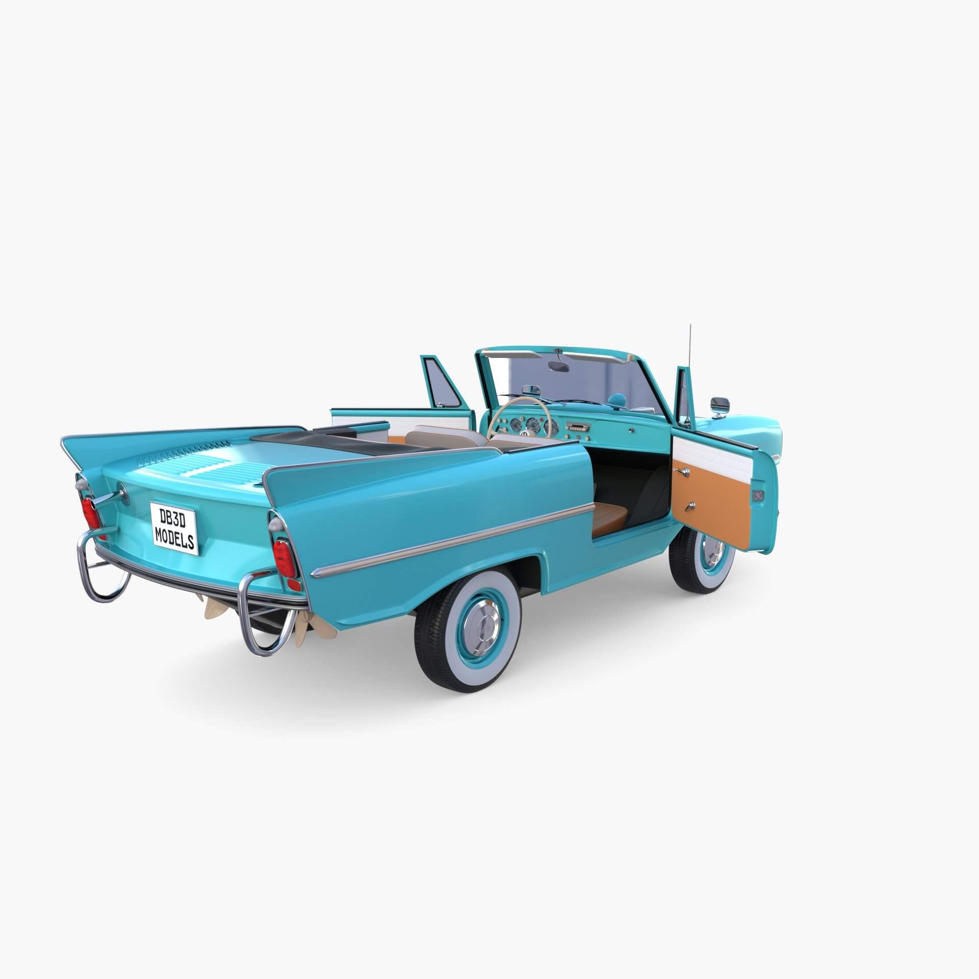 Amphicar 770 Blue with Interior - 3D Model by dragosburian