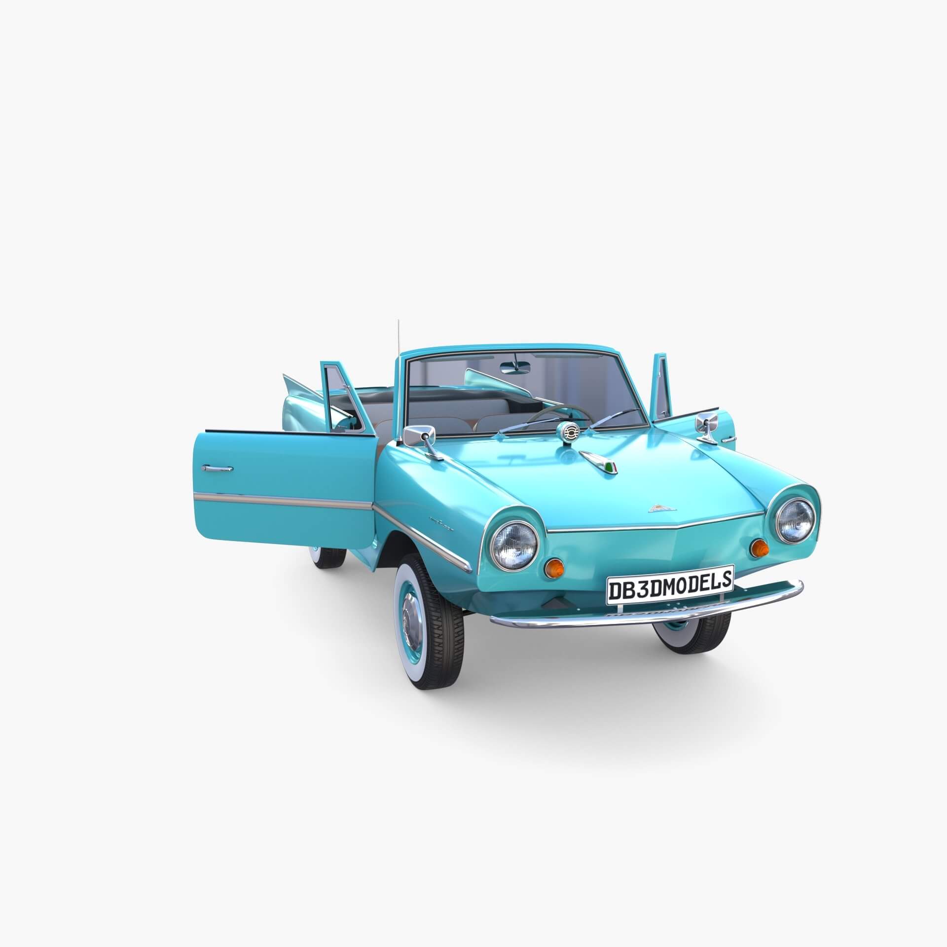 Amphicar 770 Blue with Interior - 3D Model by dragosburian