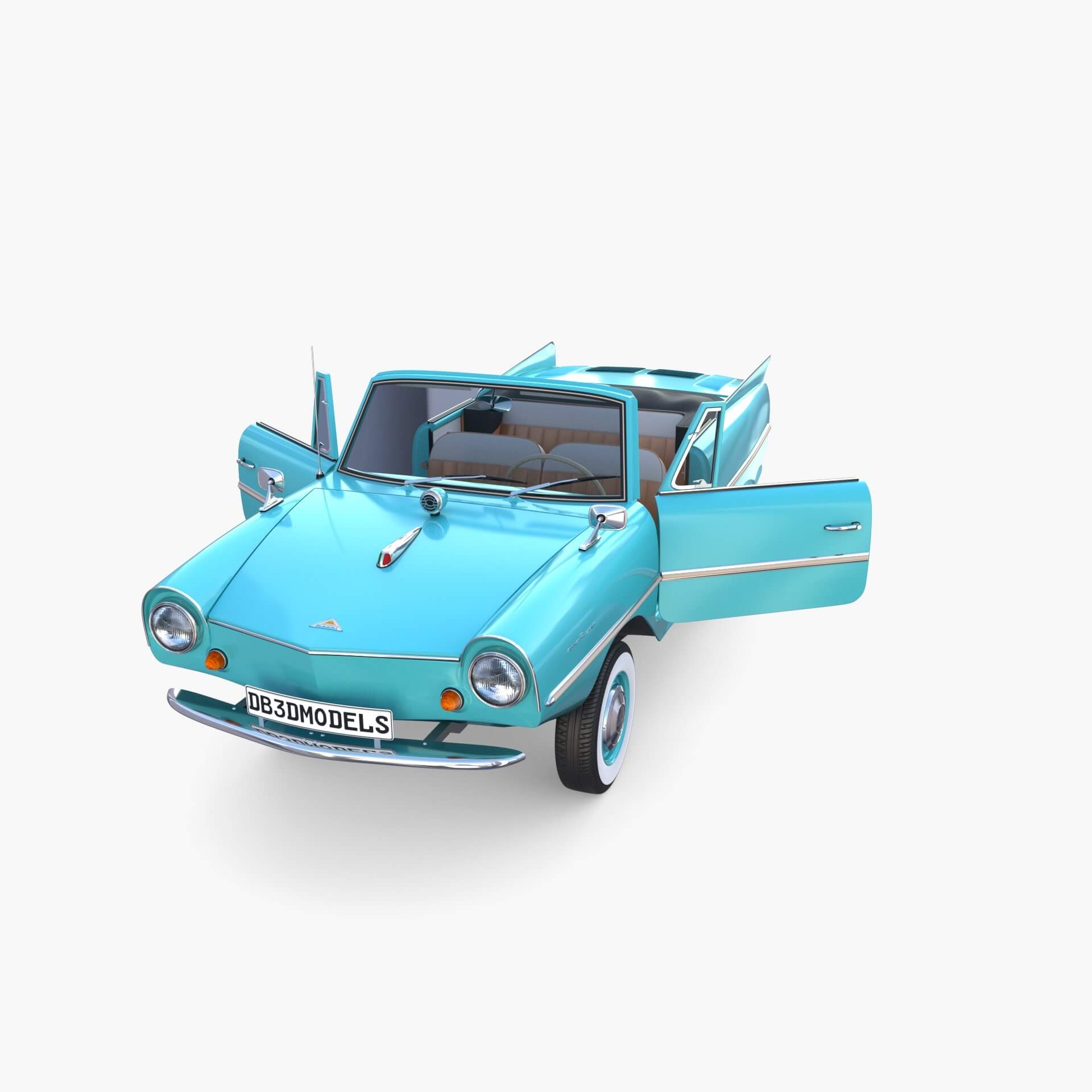 Amphicar 770 Blue with Interior - 3D Model by dragosburian