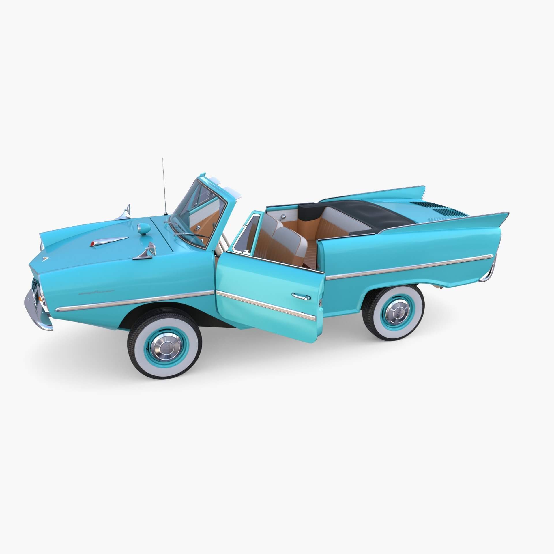 Amphicar 770 Blue with Interior - 3D Model by dragosburian