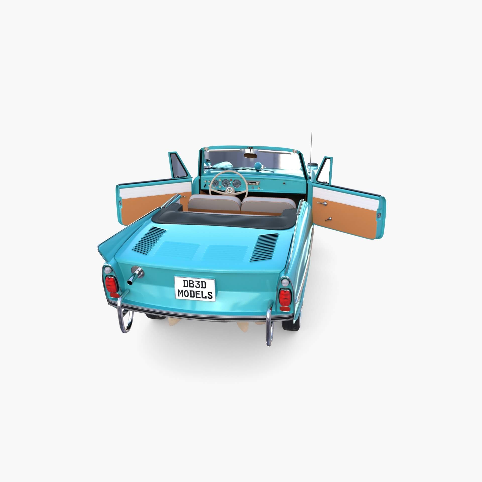 Amphicar 770 Blue with Interior - 3D Model by dragosburian