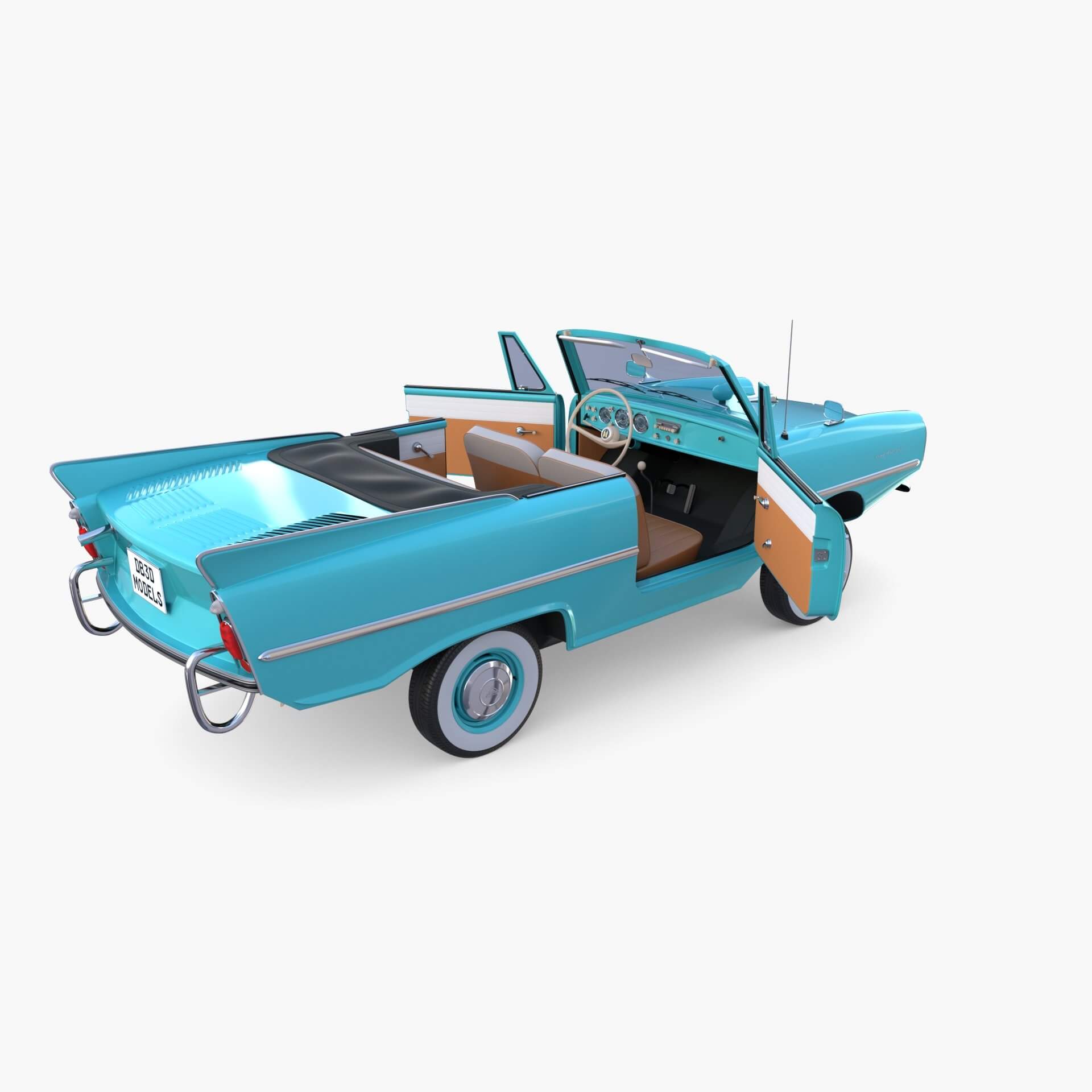 Amphicar 770 Blue with Interior - 3D Model by dragosburian