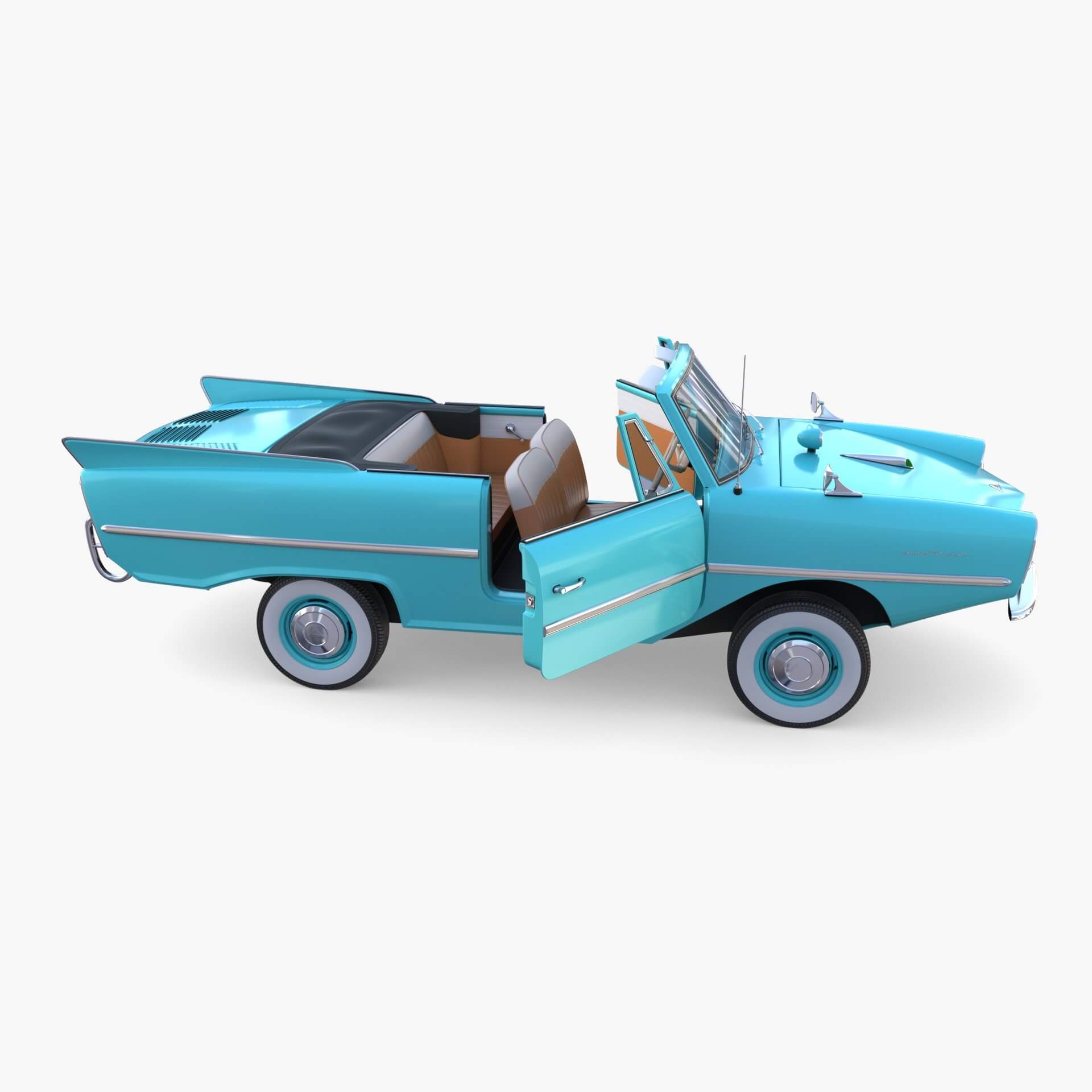 Amphicar 770 Blue with Interior - 3D Model by dragosburian