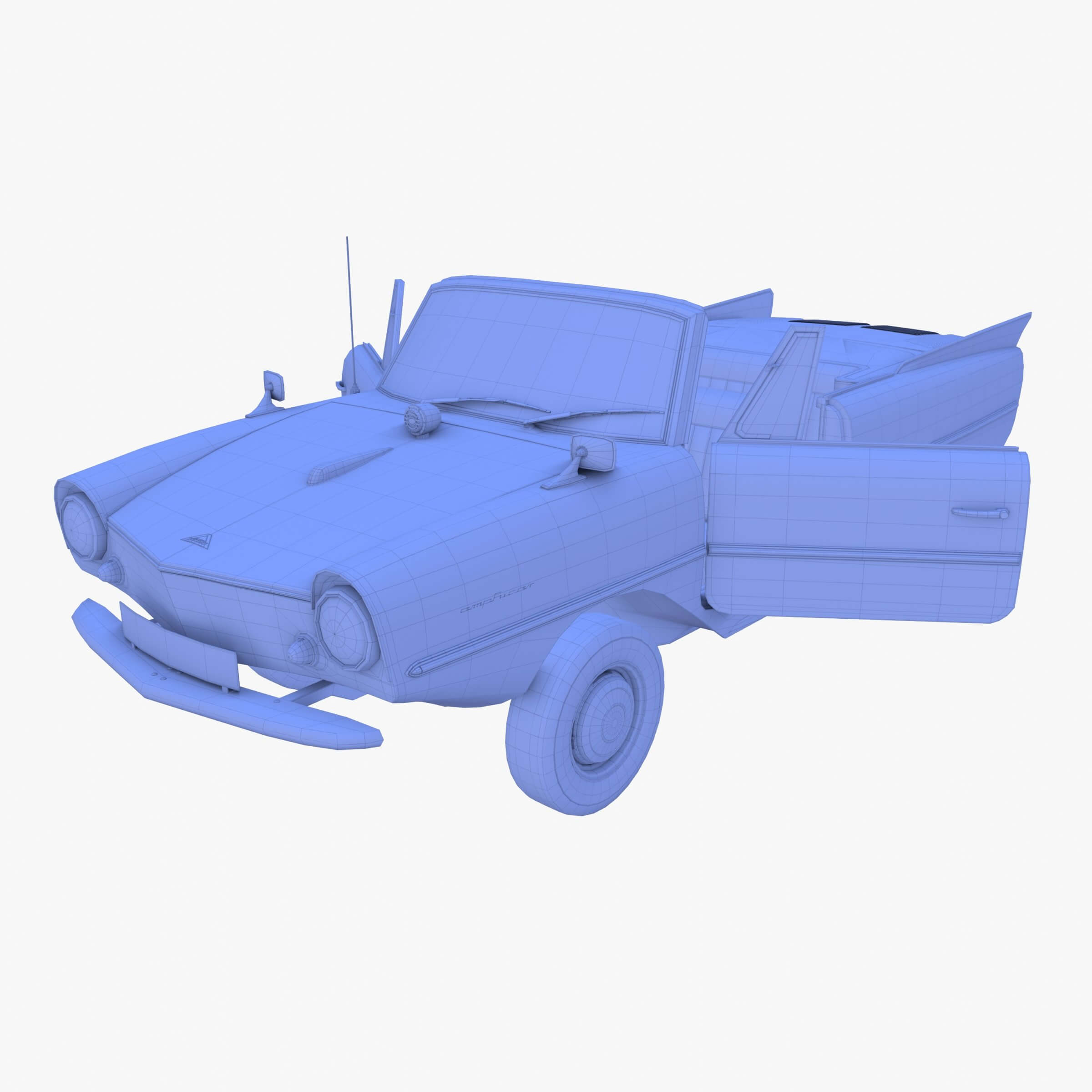 Amphicar 770 Blue with Interior - 3D Model by dragosburian