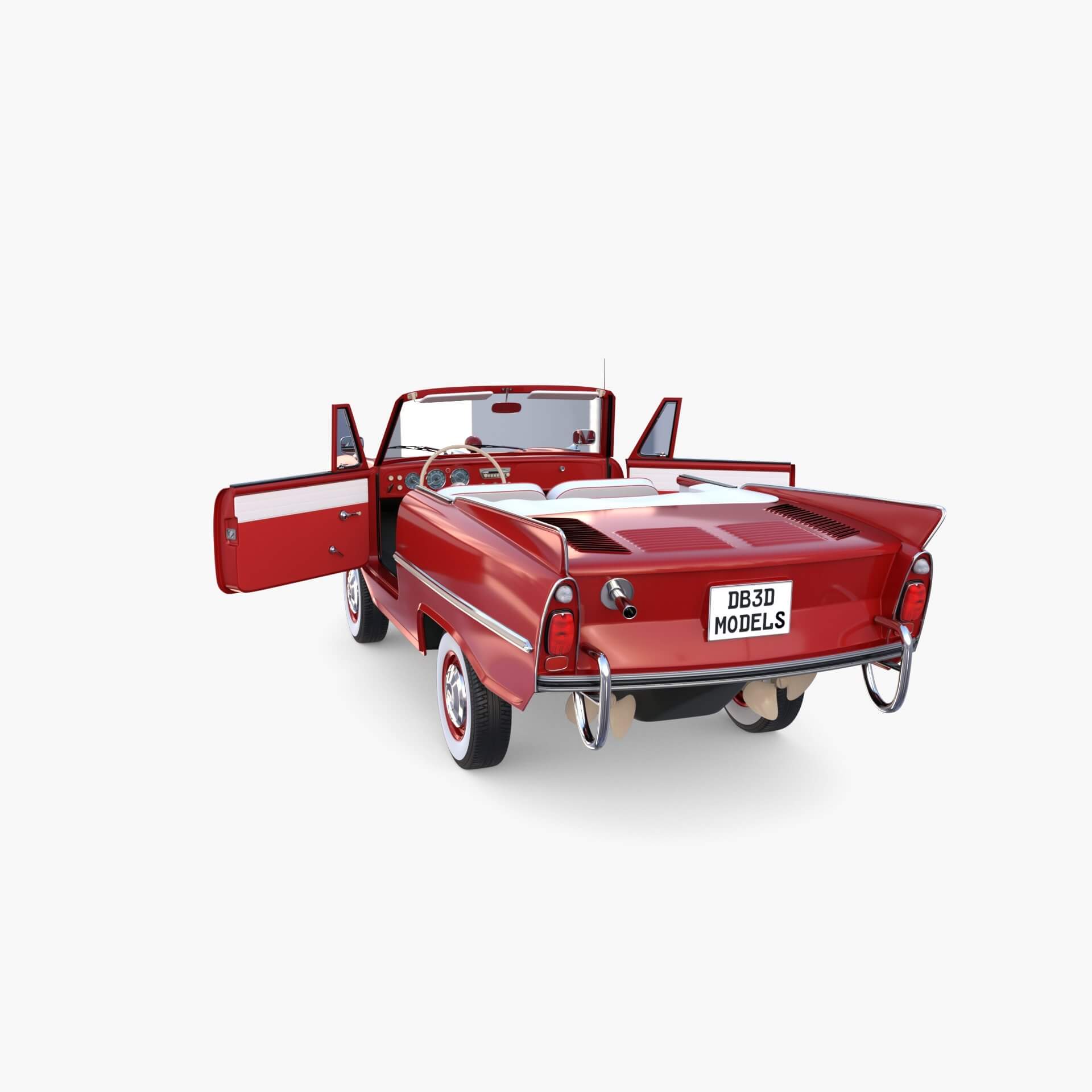 Amphicar 770 Red W Interior - 3D Model by dragosburian