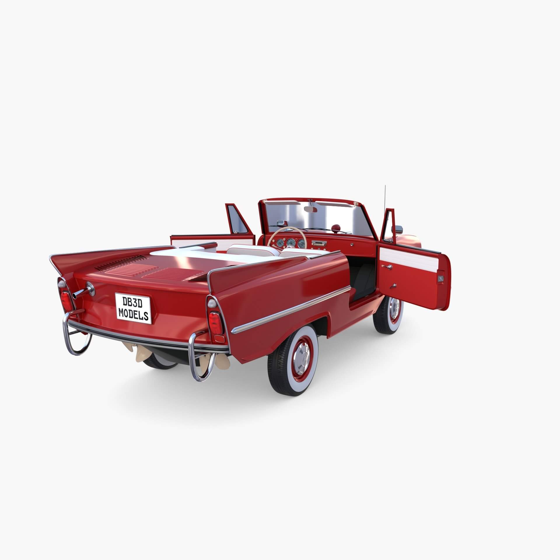 Amphicar 770 Red W Interior - 3D Model by dragosburian