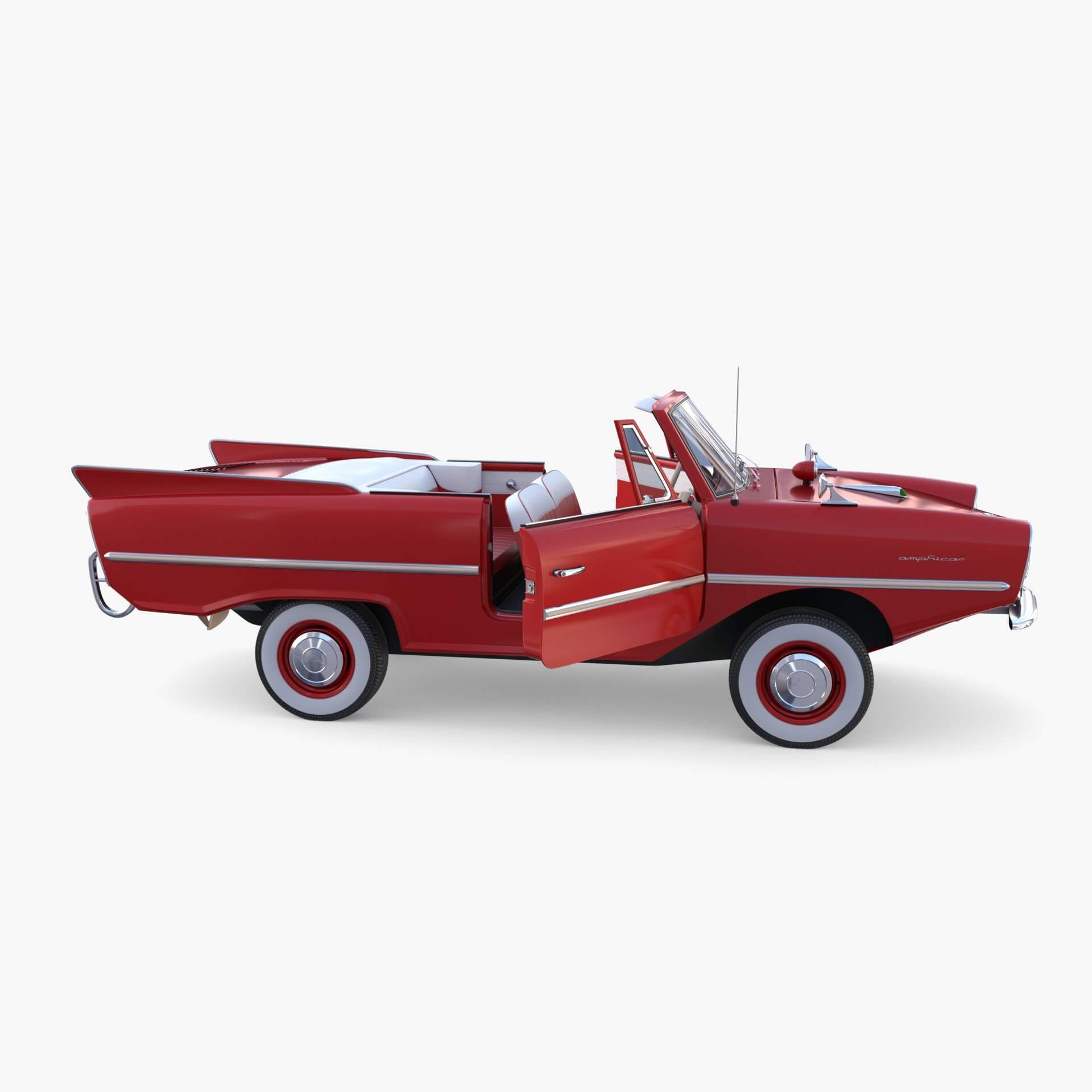 Amphicar 770 Red W Interior - 3D Model by dragosburian