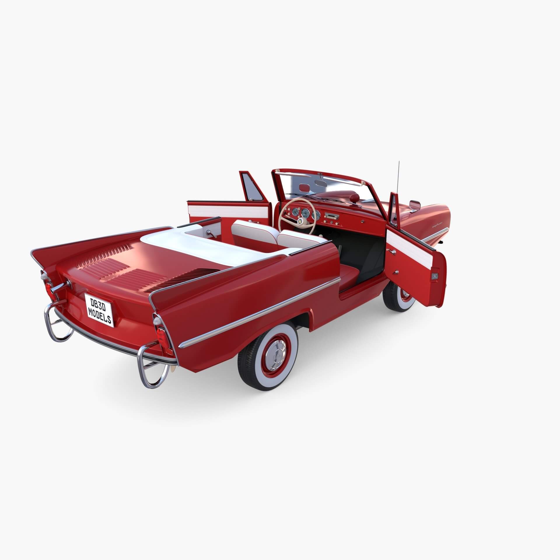 Amphicar 770 Red W Interior - 3D Model by dragosburian