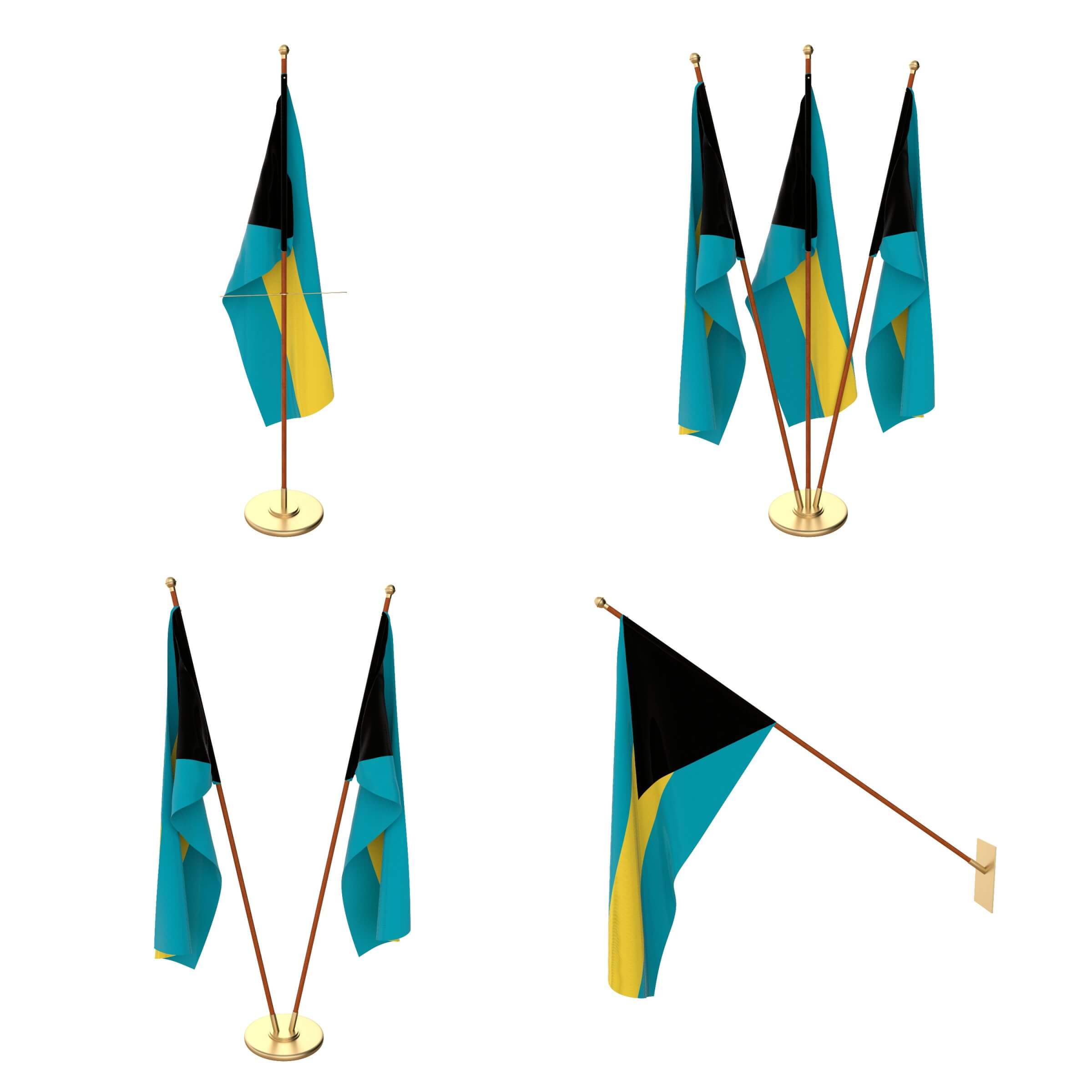 Bahamas Flag Pack - 3D Model by dragosburian