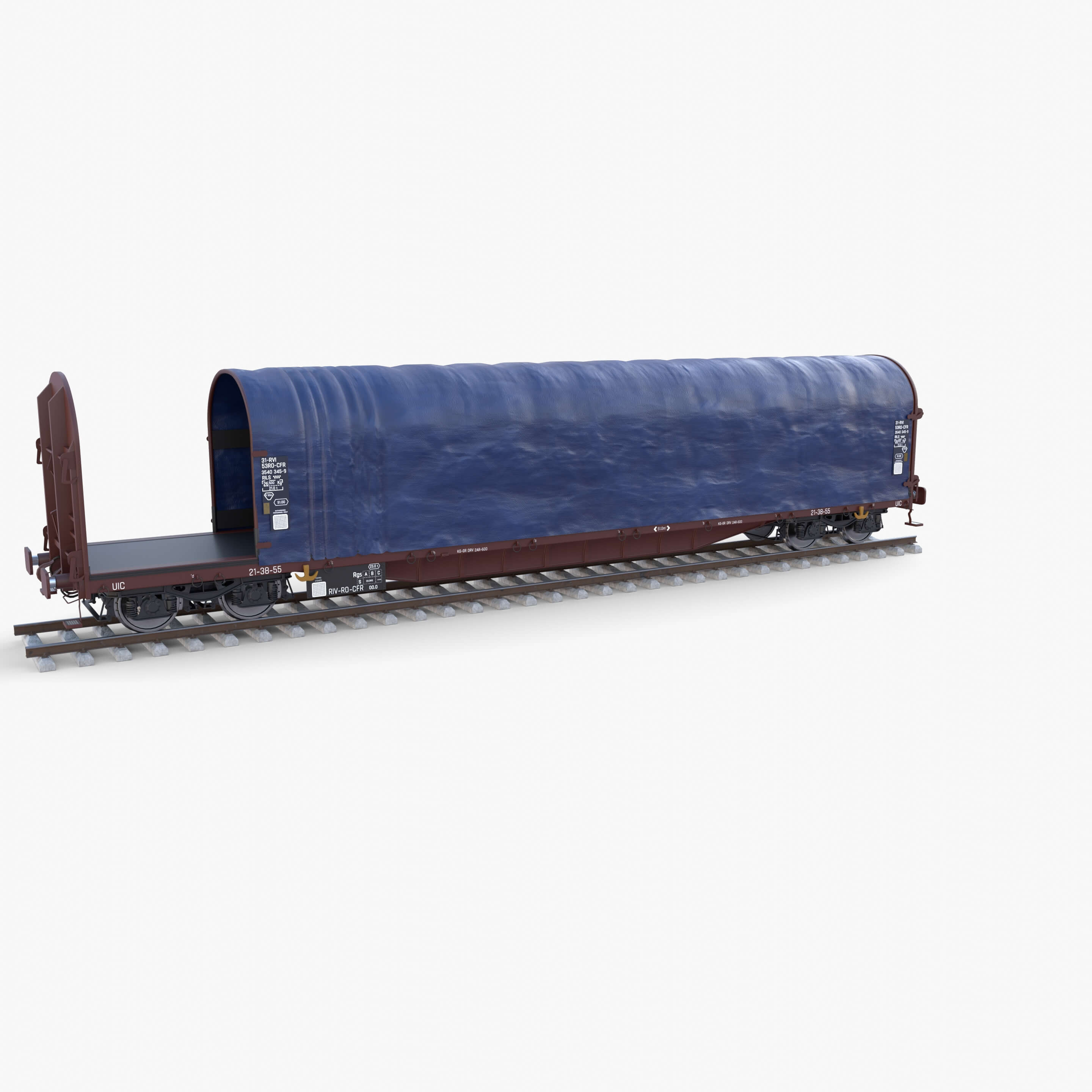 Cfr Sliding Tarp Rail Car V4 - 3D Model by dragosburian