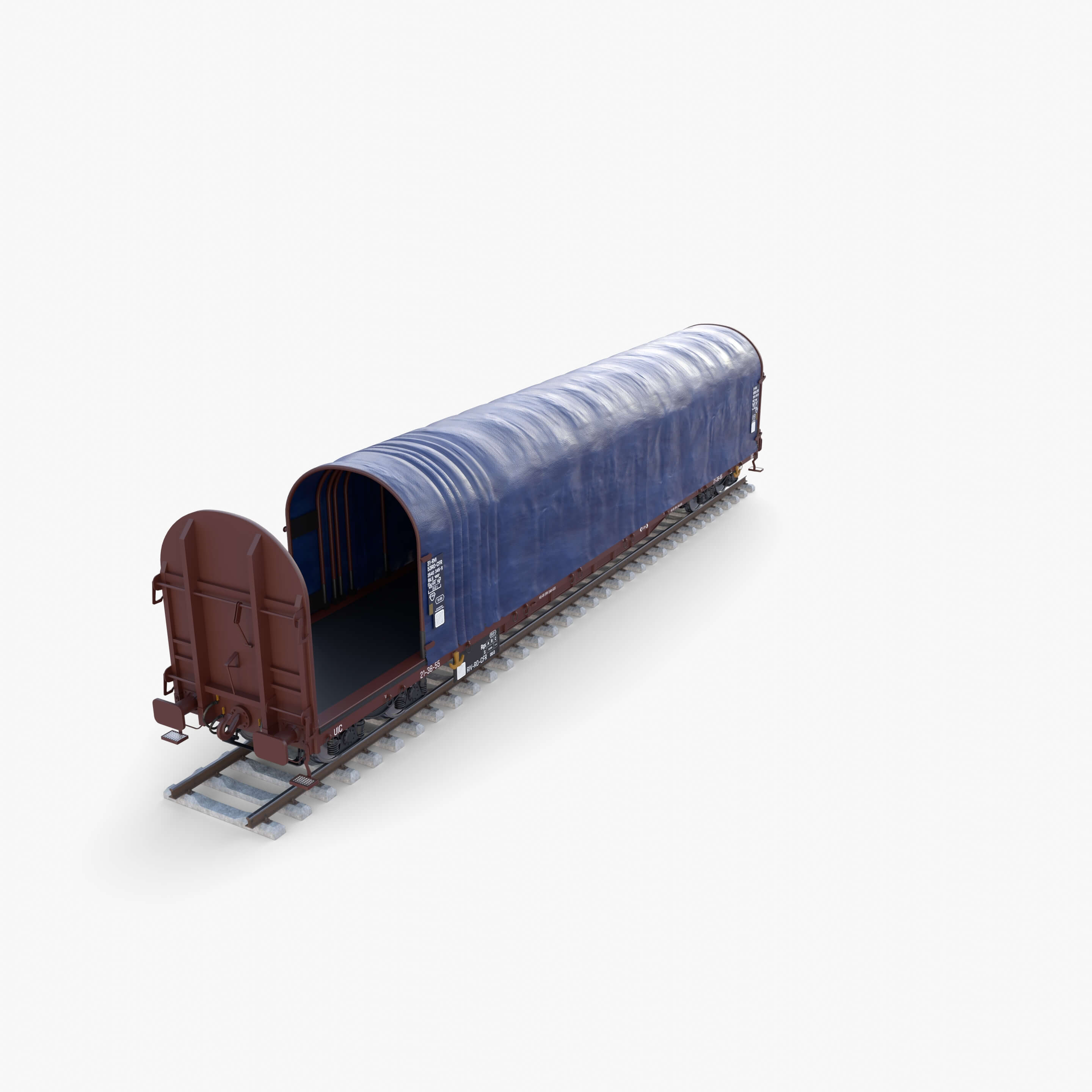 Cfr Sliding Tarp Rail Car V4 - 3D Model by dragosburian
