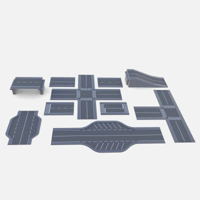 Connectable Road Segment Pack V1 - 3D Model by dragosburian