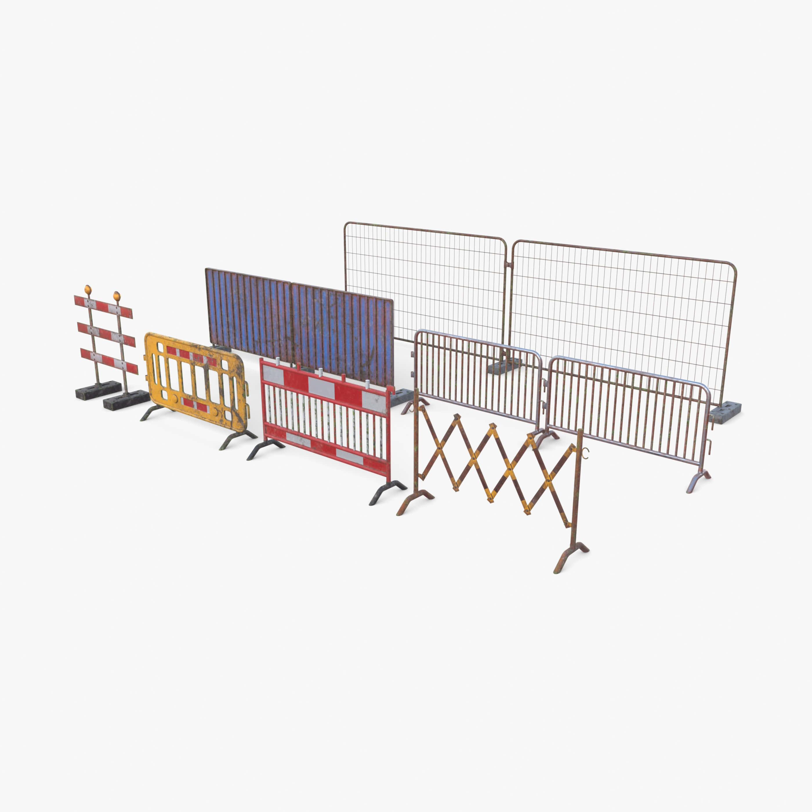 Construction Site Barrier Pack V1 Weathered - 3D Model by dragosburian