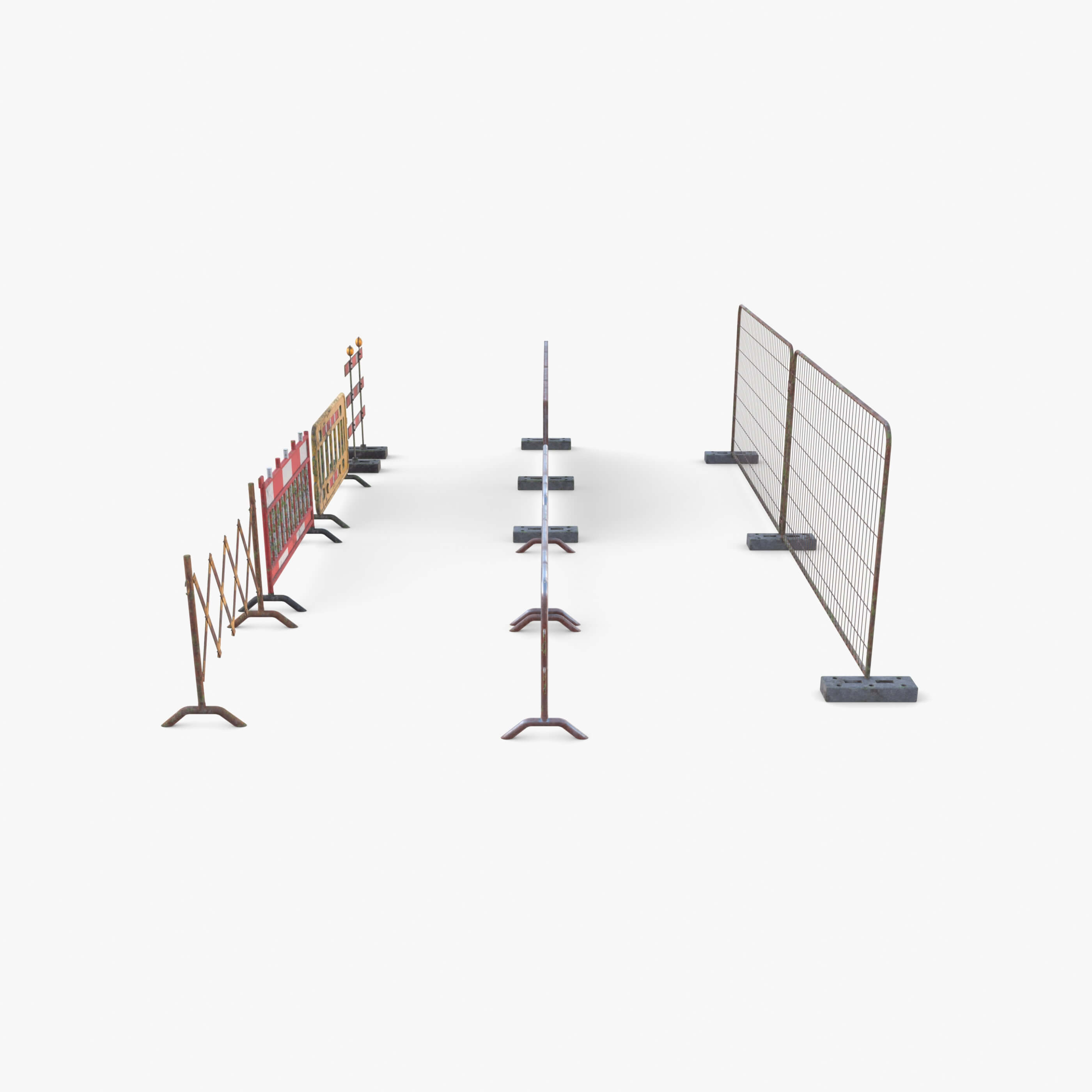 Construction Site Barrier Pack V1 Weathered - 3D Model by dragosburian