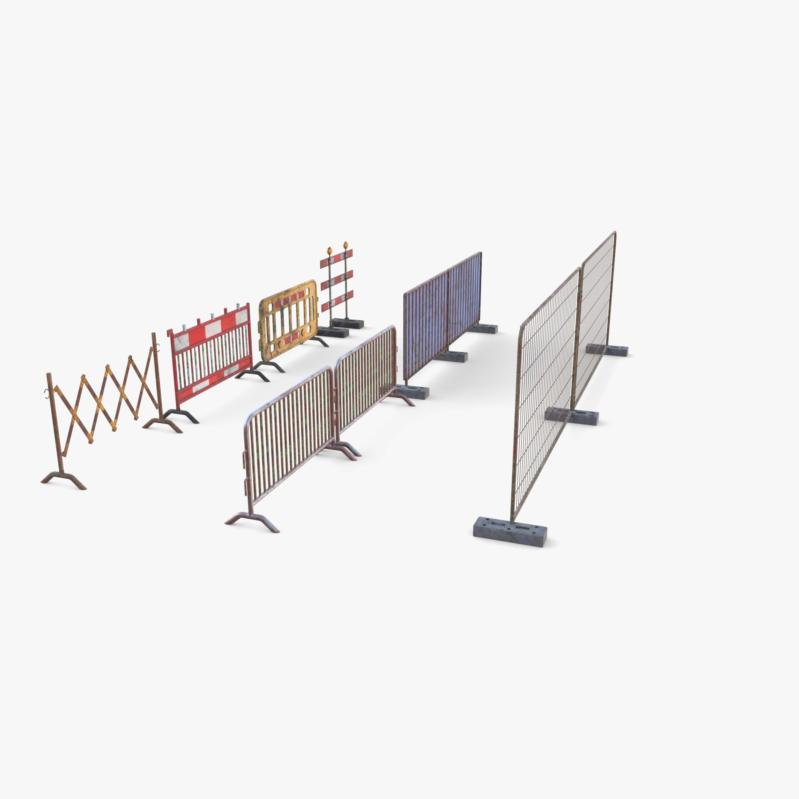 Construction Site Barrier Pack V1 Weathered - 3D Model by dragosburian