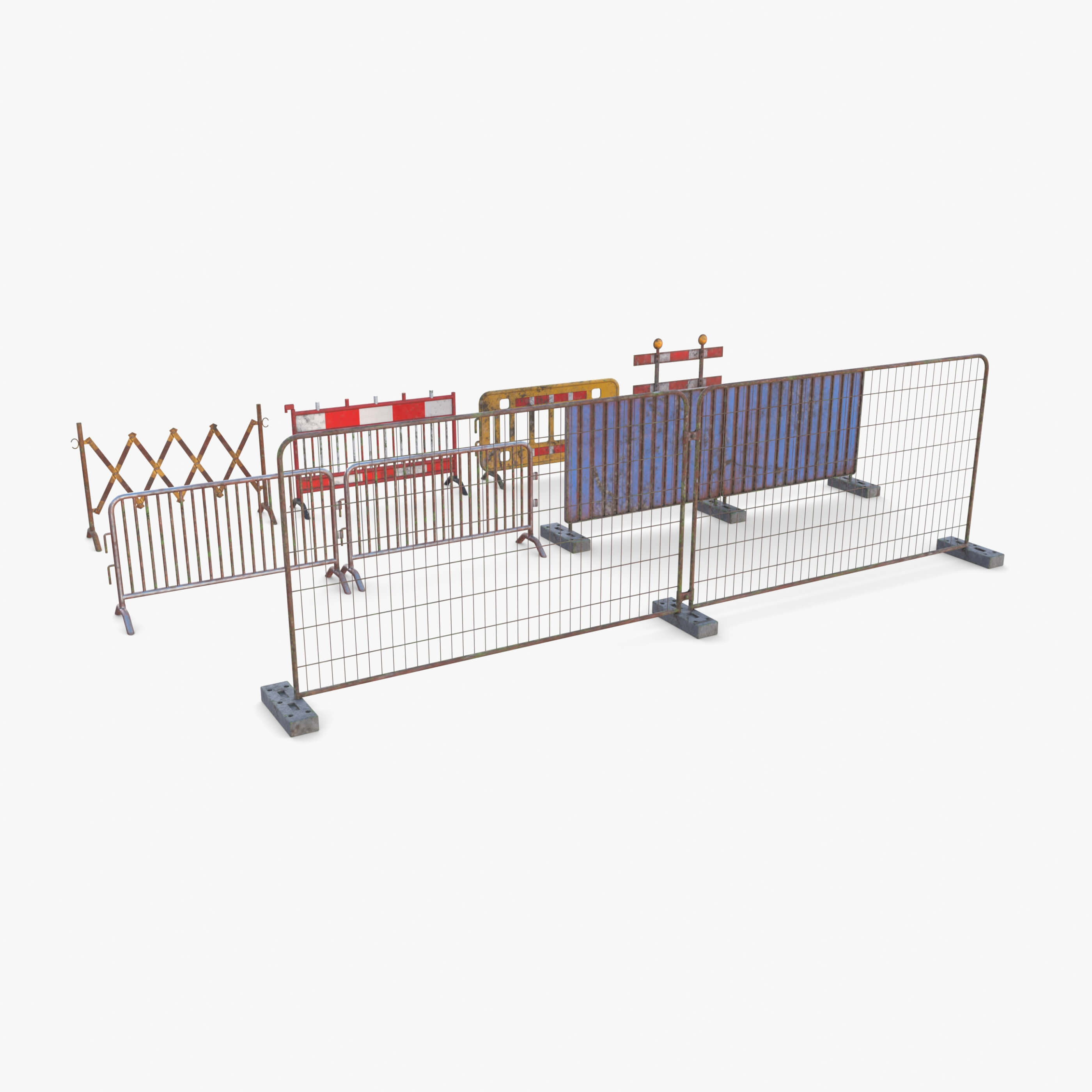 Construction Site Barrier Pack V1 Weathered - 3D Model by dragosburian