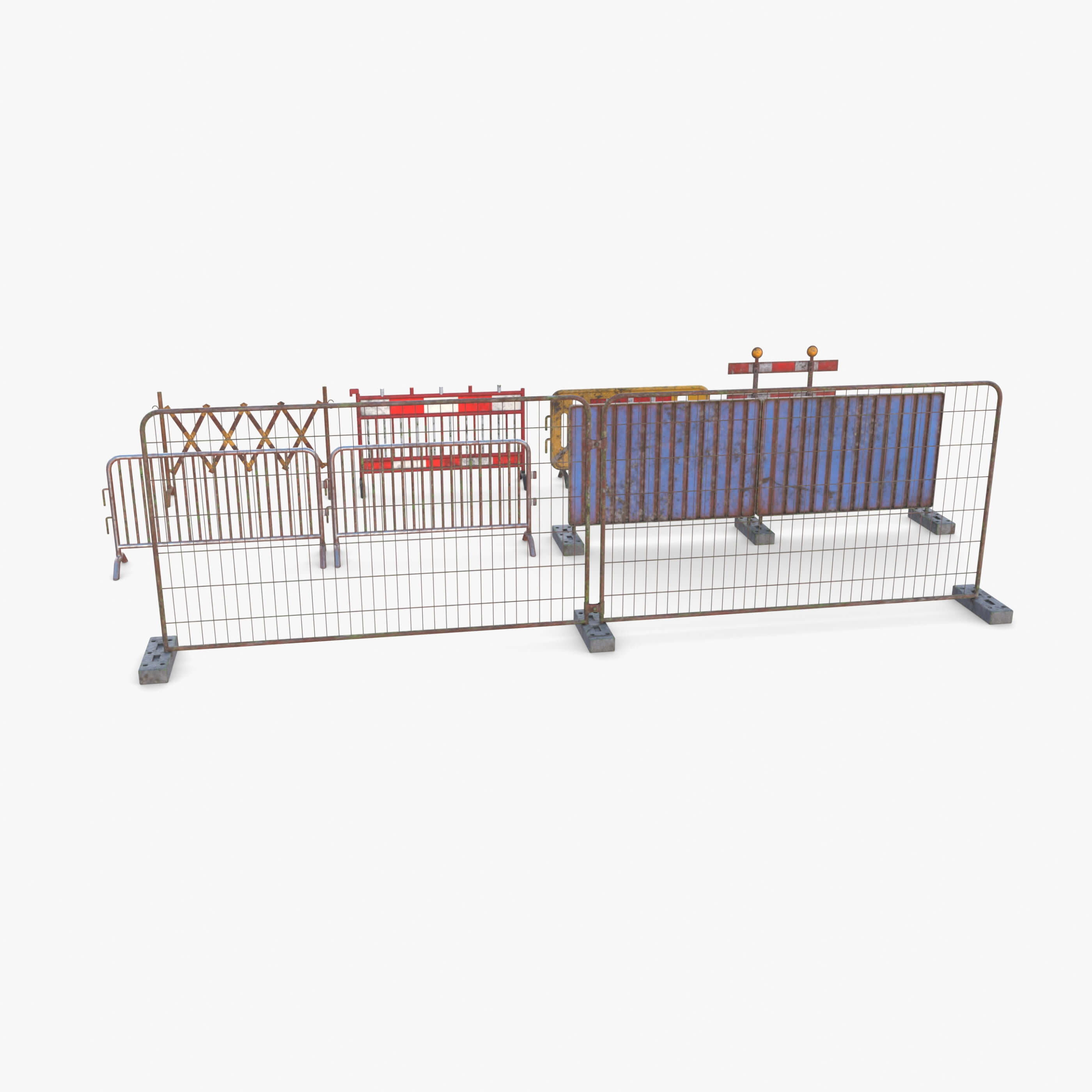 Construction Site Barrier Pack V1 Weathered - 3D Model by dragosburian
