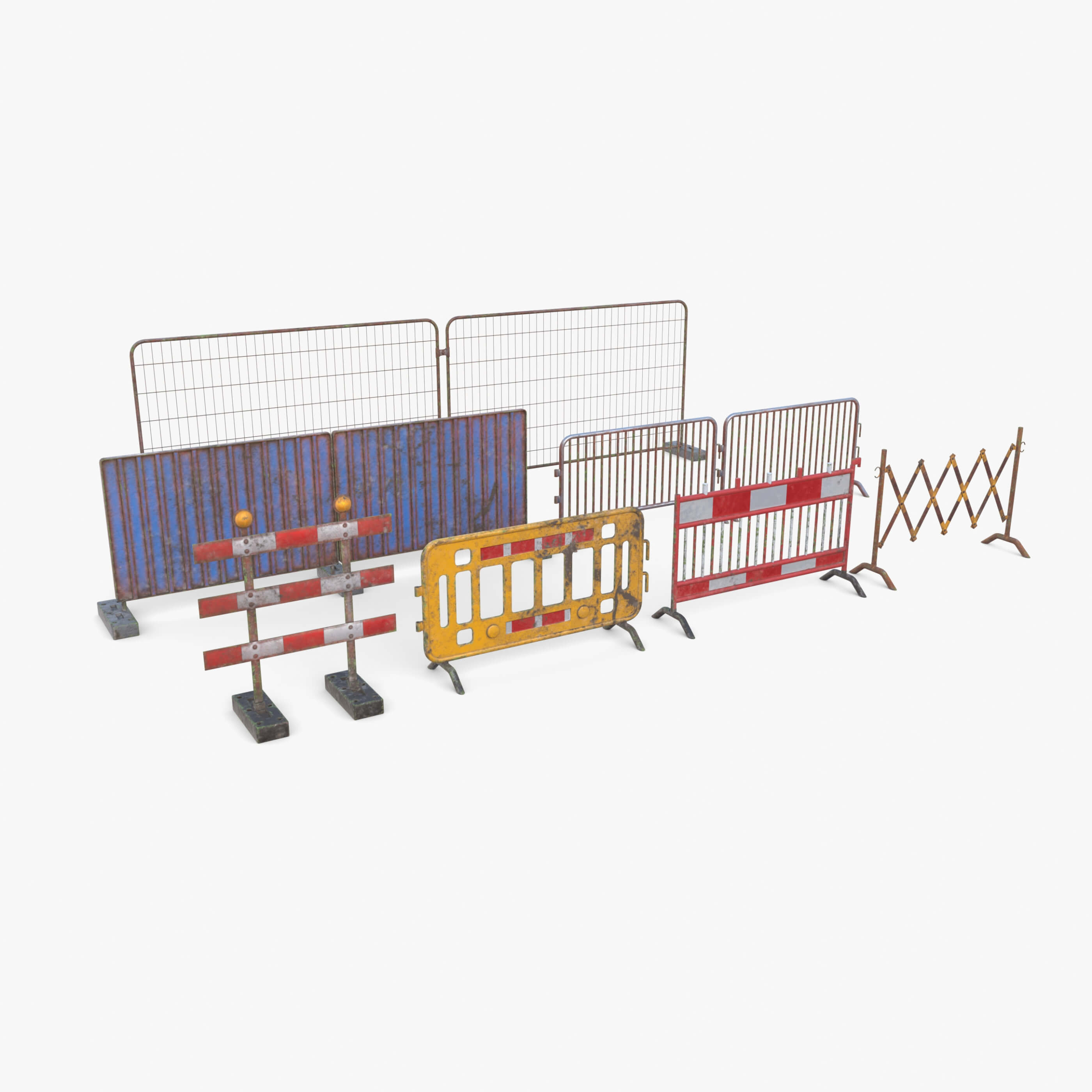 Construction Site Barrier Pack V1 Weathered - 3D Model by dragosburian