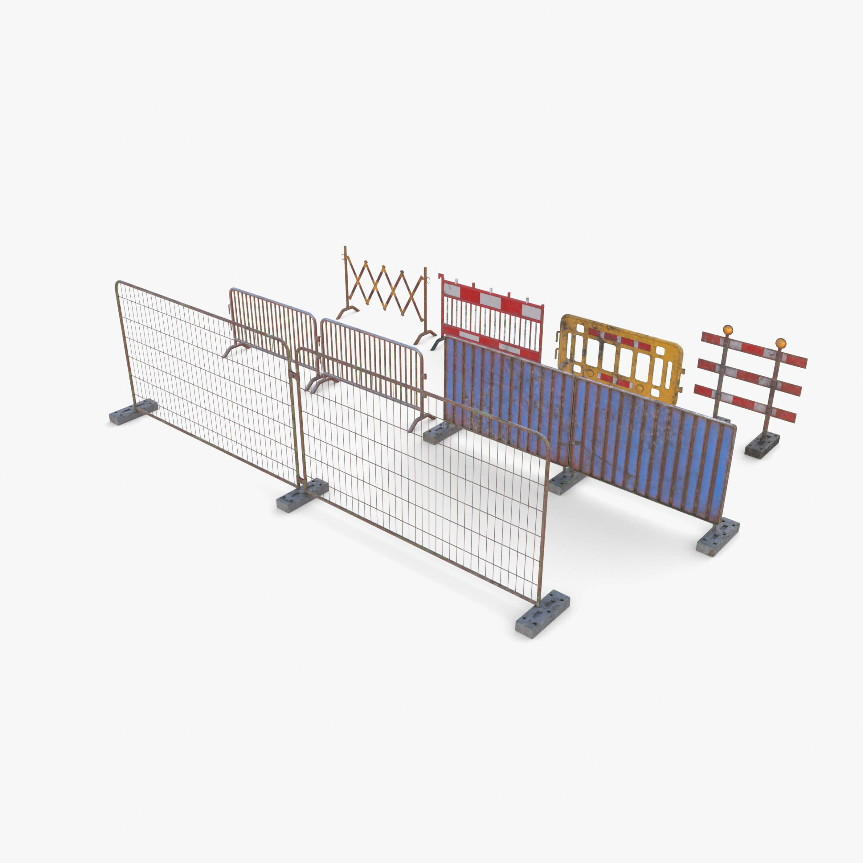 Construction Site Barrier Pack V1 Weathered - 3D Model by dragosburian
