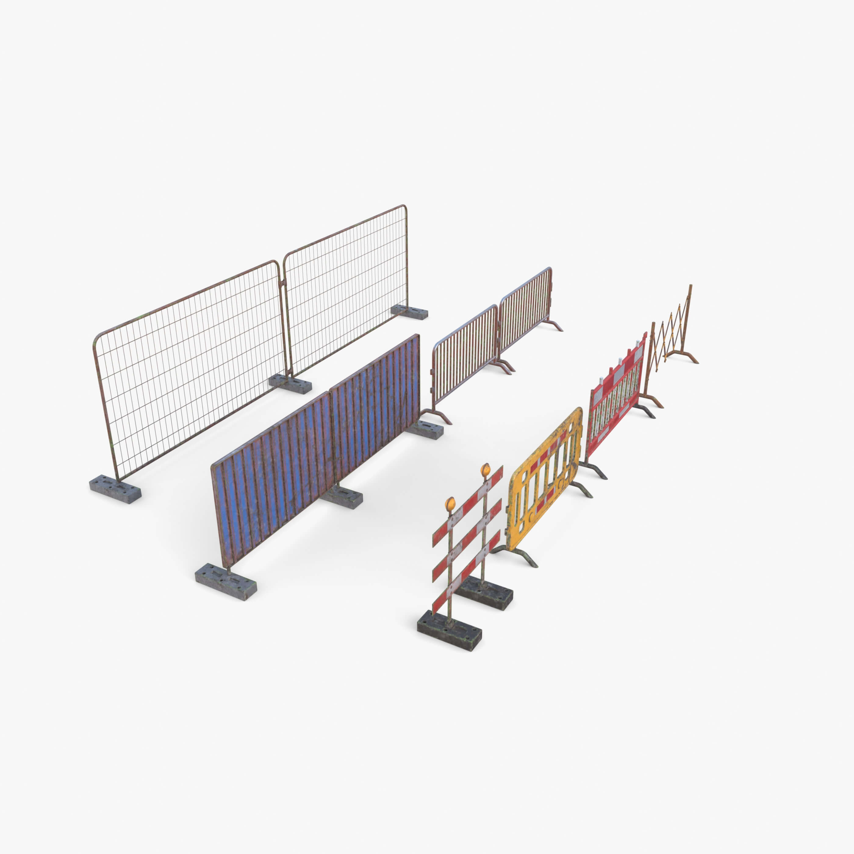 Construction Site Barrier Pack V1 Weathered - 3D Model by dragosburian
