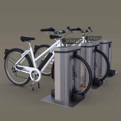 Electric City Bicycle and Station - 3D Model by dragosburian