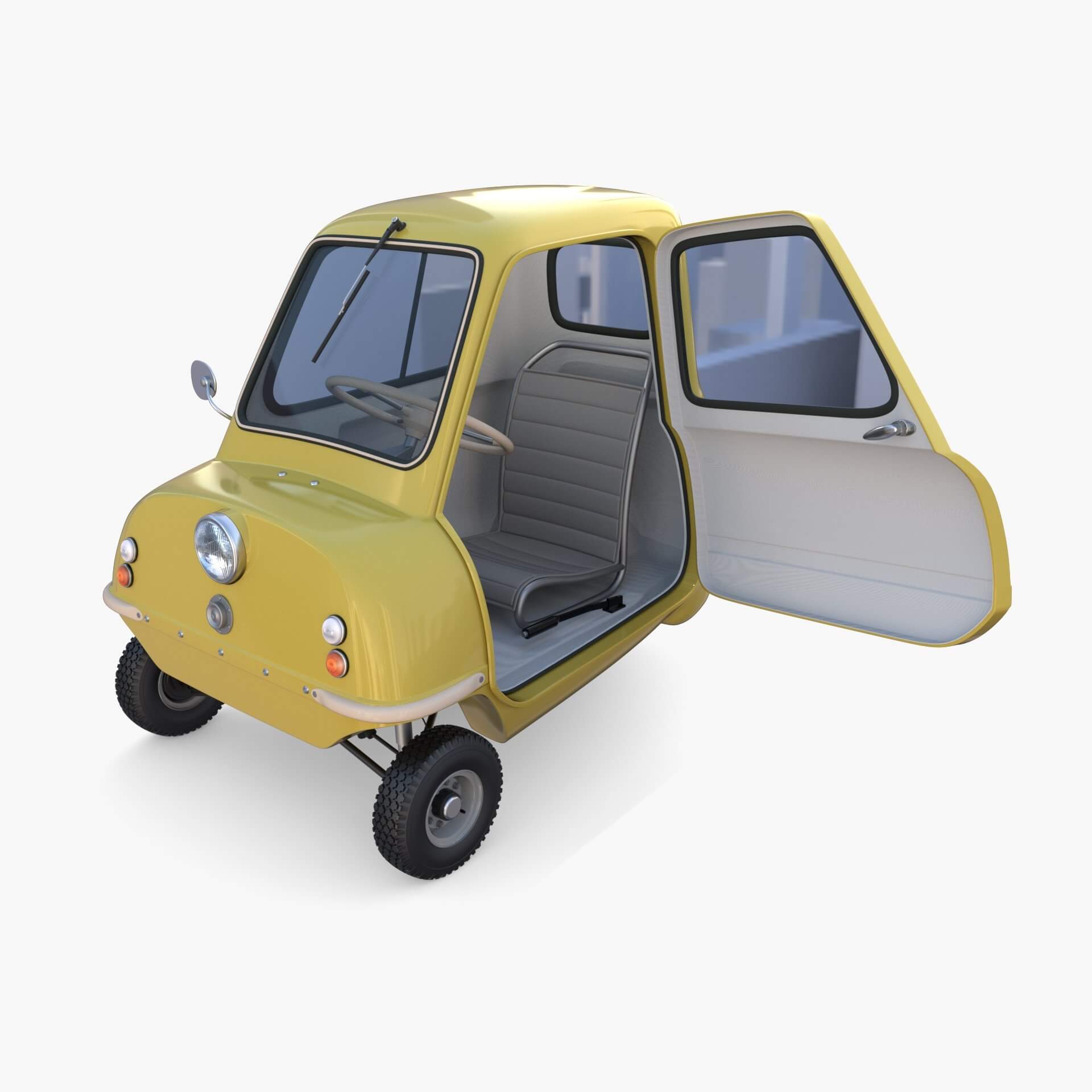 Generic 50cc Microcar with Interior and Chassis - 3D Model by dragosburian