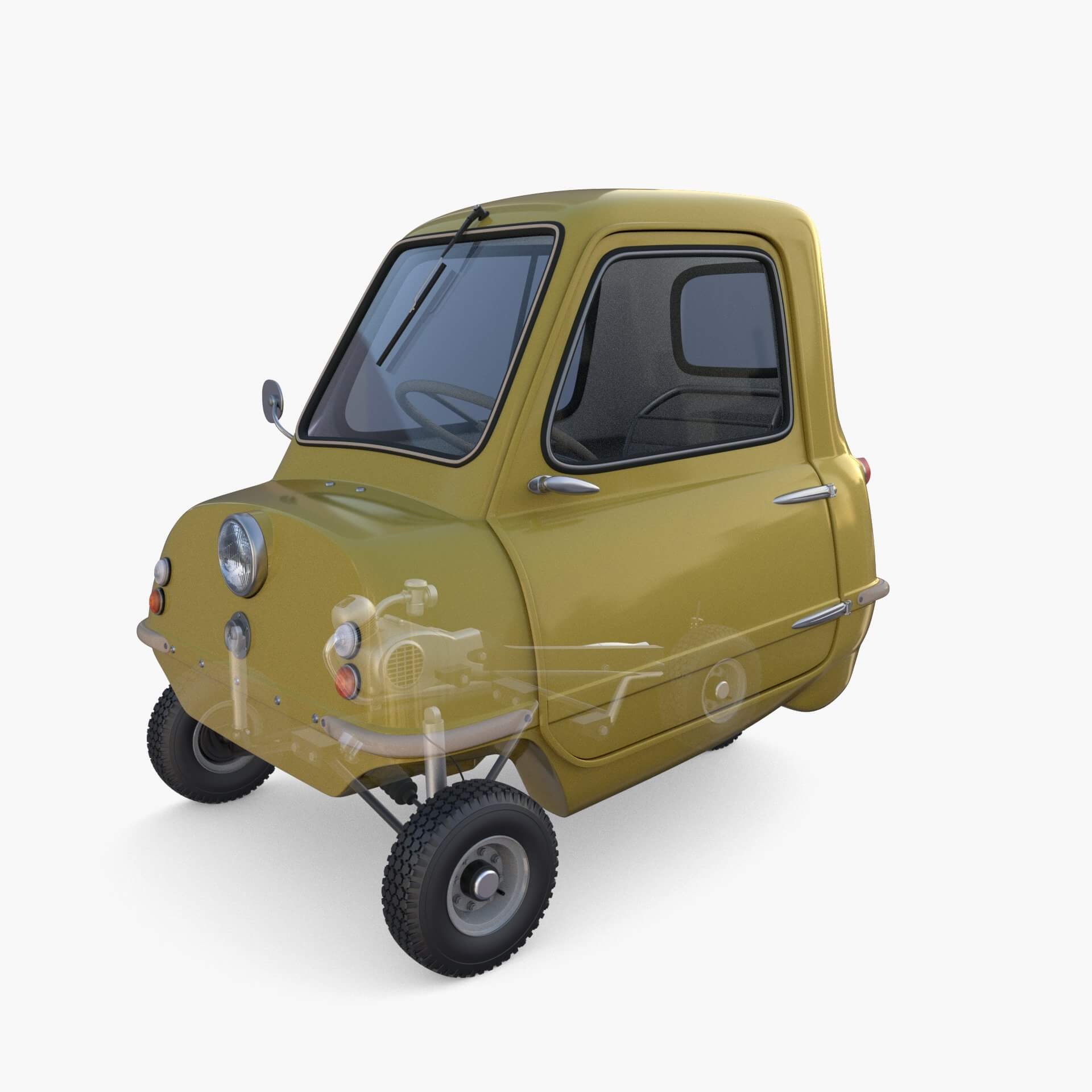 Generic 50cc Microcar with Interior and Chassis - 3D Model by dragosburian