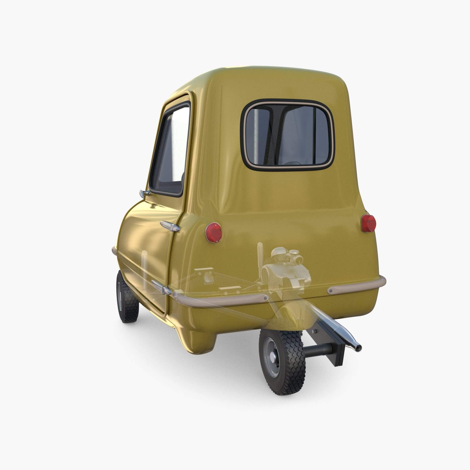 Generic 50cc Microcar with Interior and Chassis - 3D Model by dragosburian