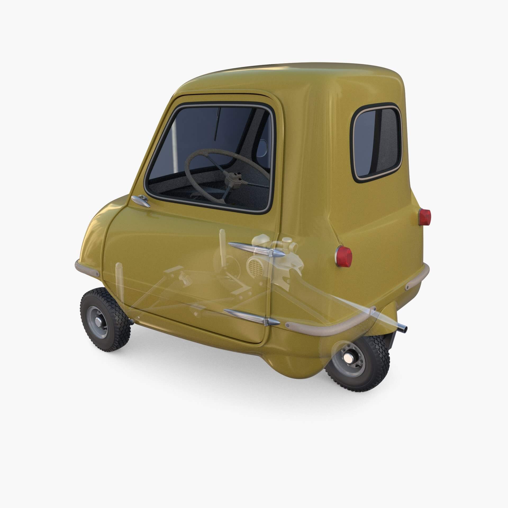 Generic 50cc Microcar with Interior and Chassis - 3D Model by dragosburian