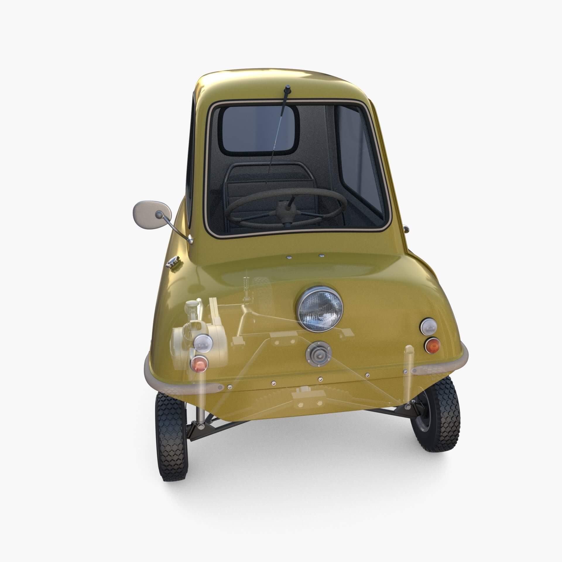 Generic 50cc Microcar with Interior and Chassis - 3D Model by dragosburian