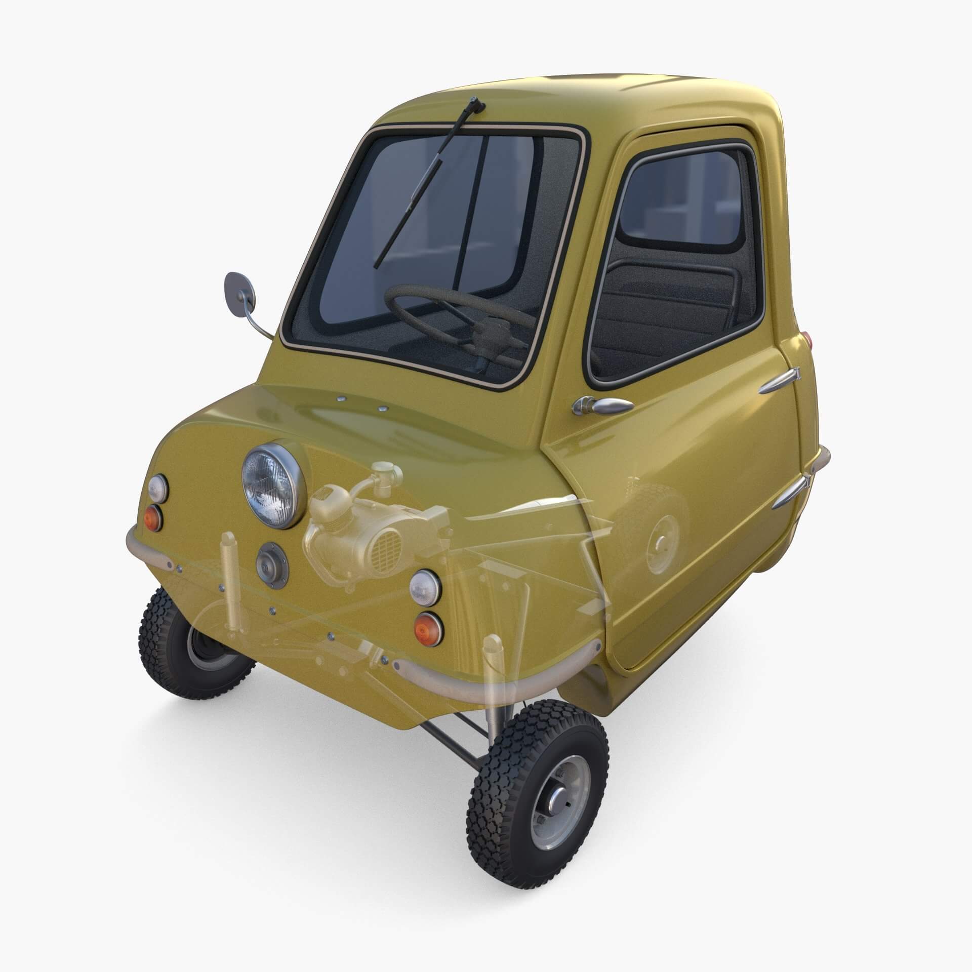 Generic 50cc Microcar with Interior and Chassis - 3D Model by dragosburian