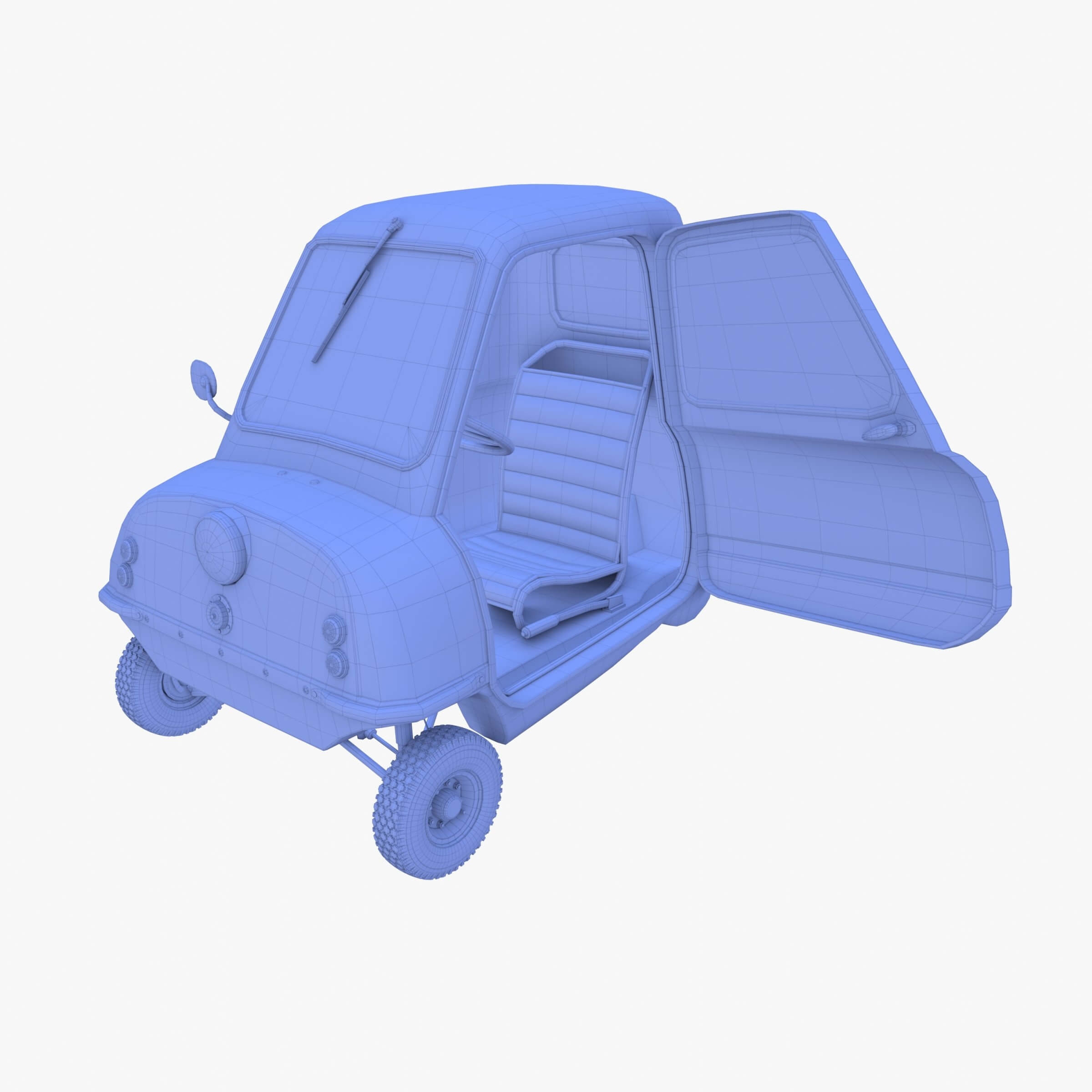 Generic 50cc Microcar with Interior and Chassis - 3D Model by dragosburian