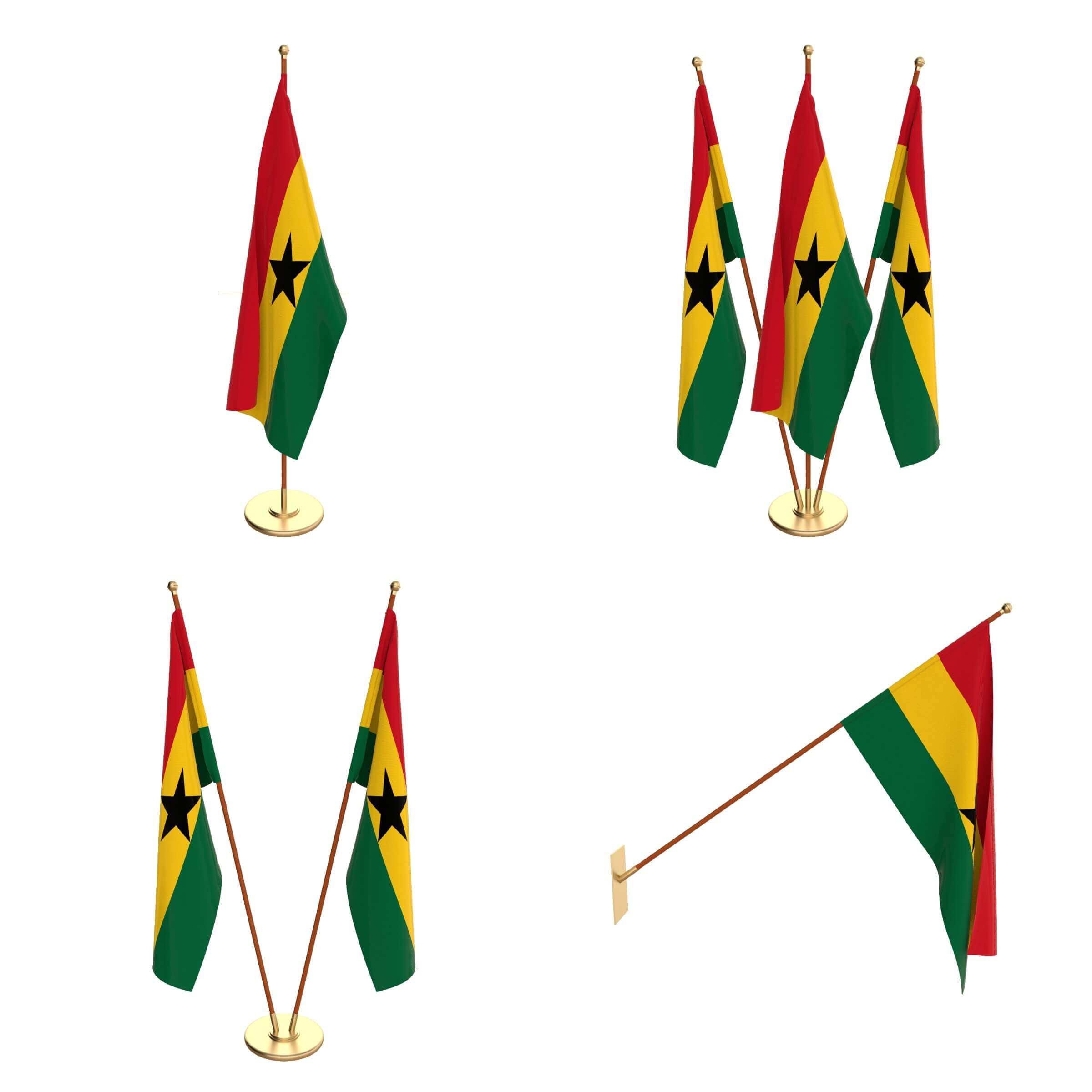 Ghana Flag Pack - 3D Model by dragosburian