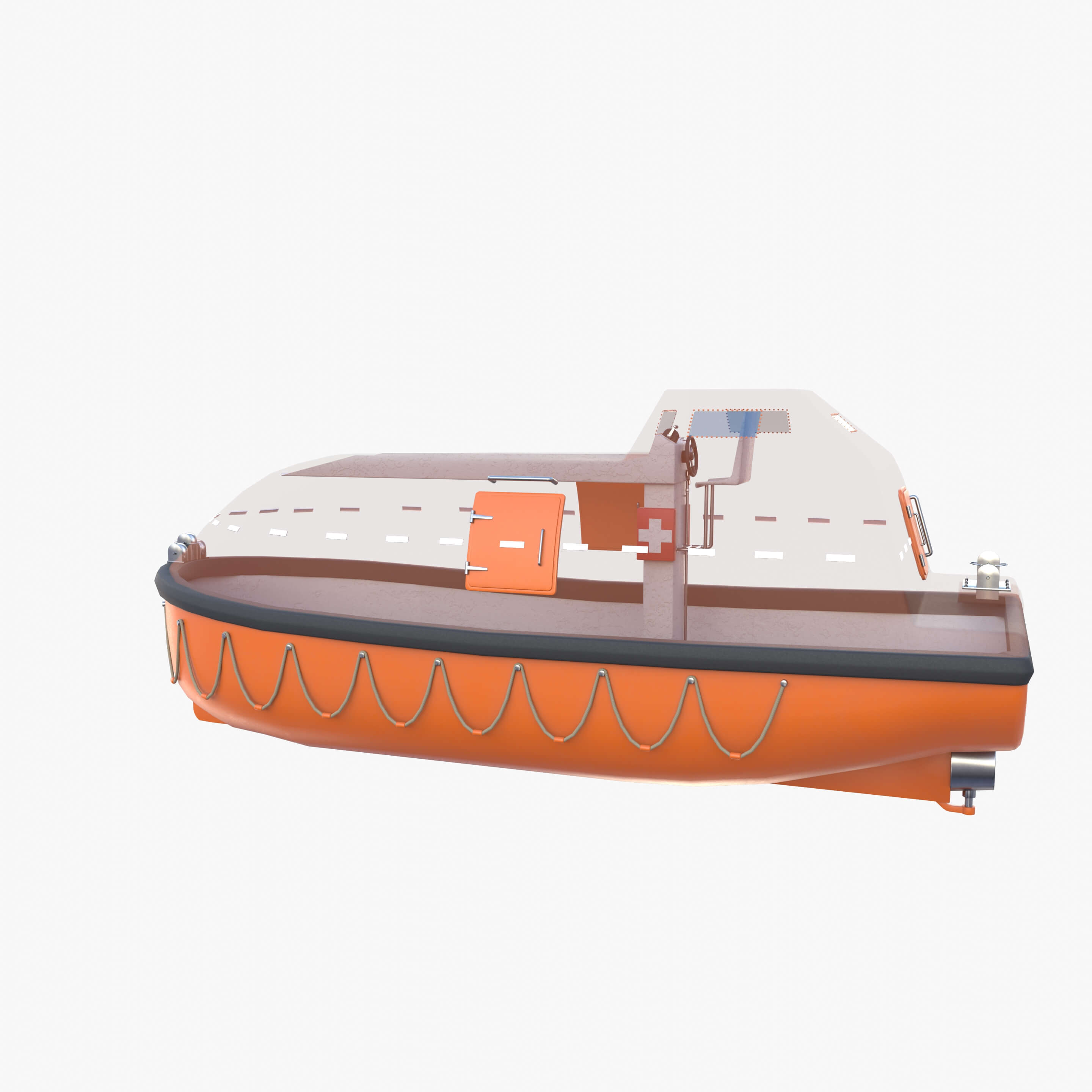 Life Boat With Interior V1 - 3D Model by dragosburian